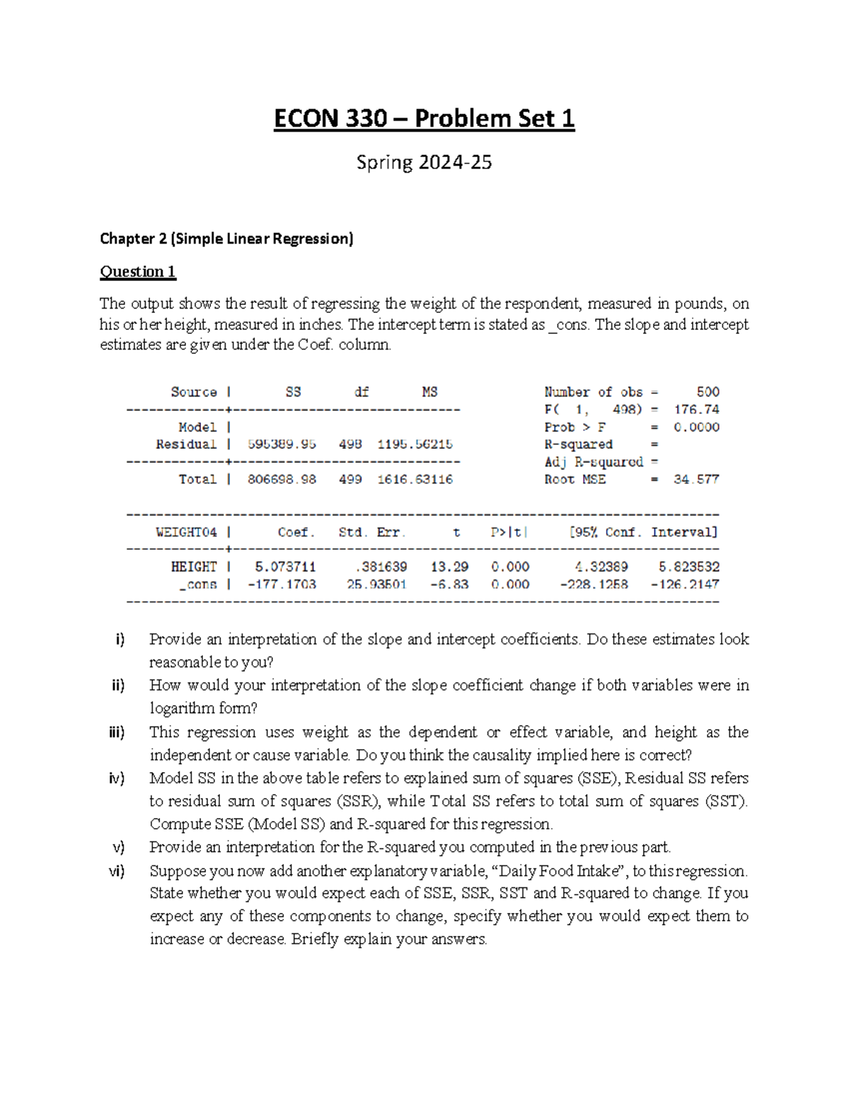 ECON 330 Problem Set 1 Spring 2025 - ECON 330 – Problem Set 1 Spring ...