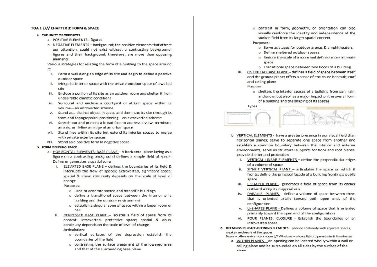 TOA 1: Chapter 3 - Form Space and the Unity of Opposites Notes - Studocu