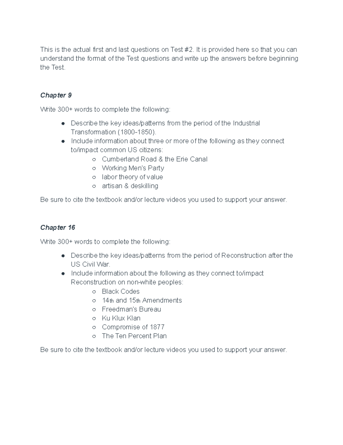 Final Questions for History Test: Industrial Transformation ...