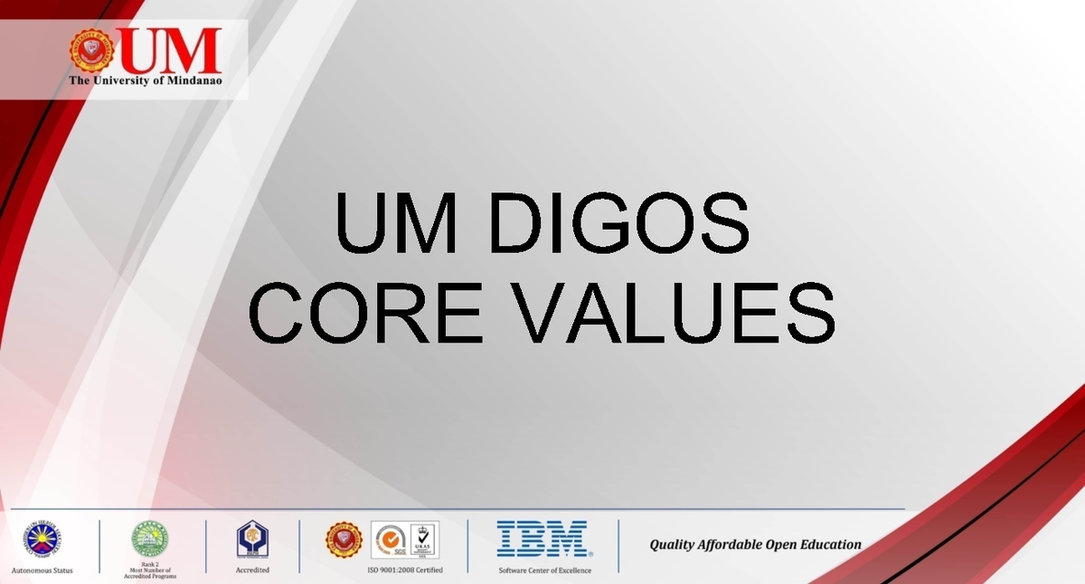 UM core values for students - UM DIGOS CORE VALUES ####### CORE VALUES ...