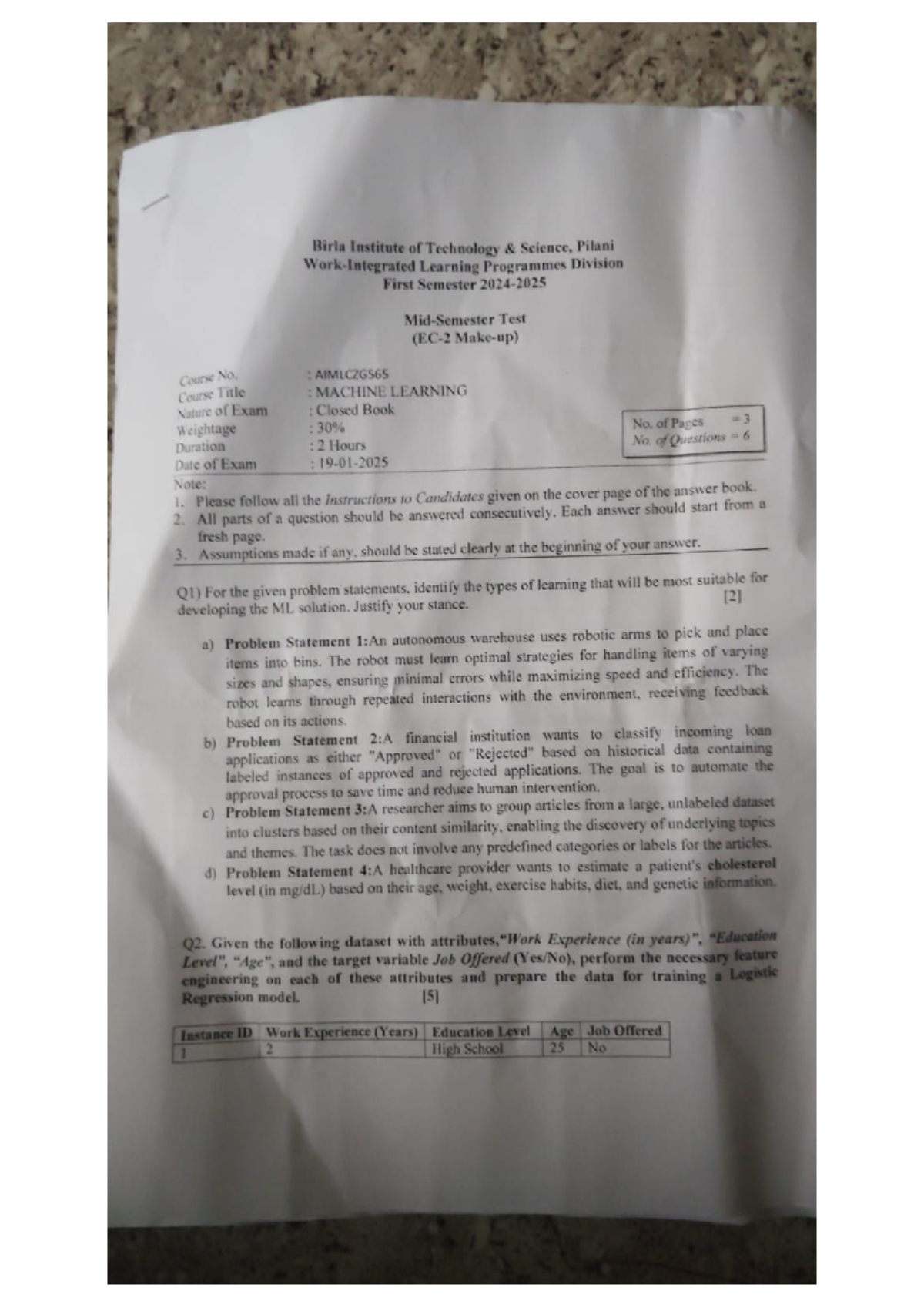 Ml paper - Birla Institute of Technology Science, Pilani Learning ...