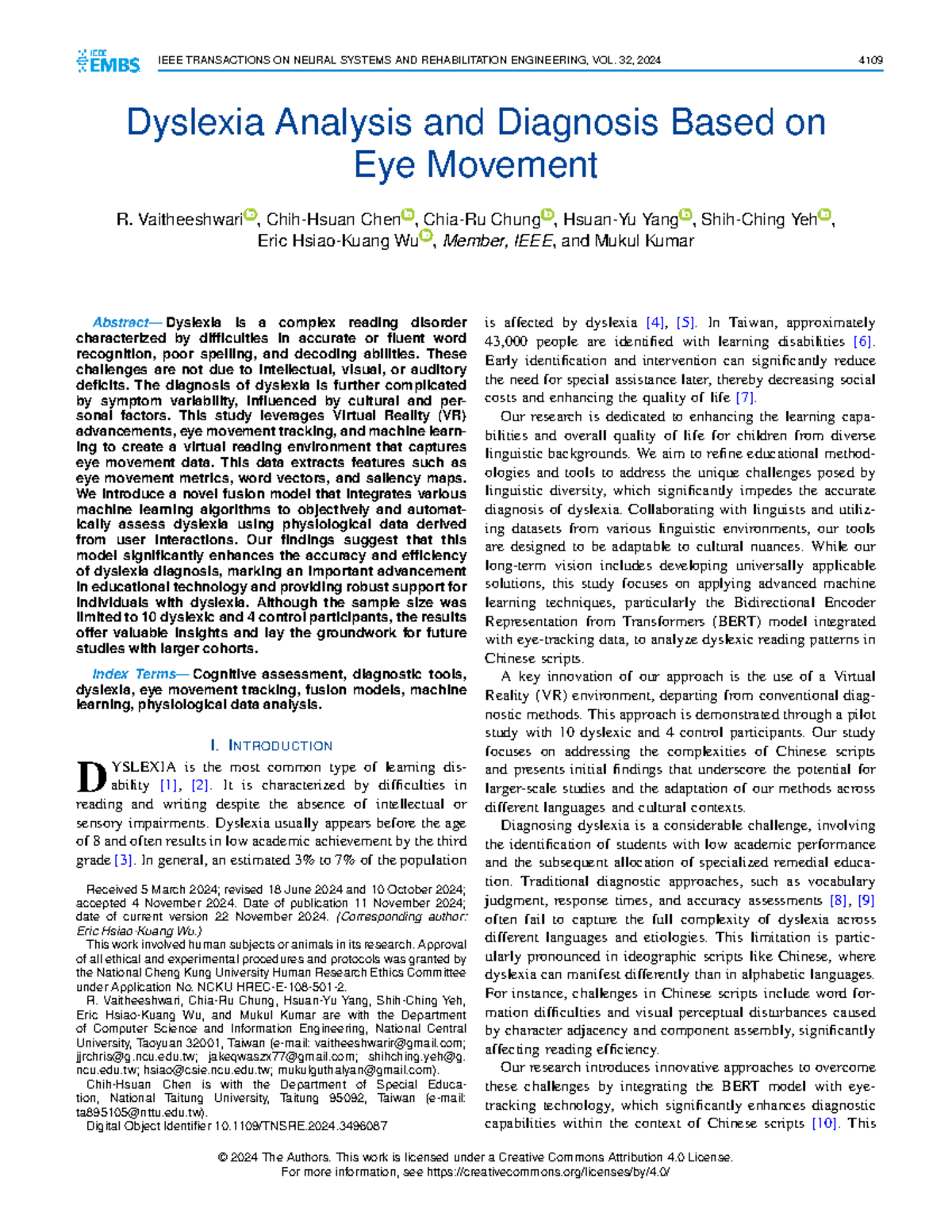 Dyslexia Diagnosis Using Eye Movement Analysis: A VR Approach (ENG 2024 ...