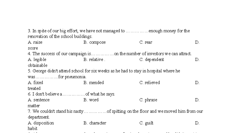 Q1 - Vocabulary Word Choice Practice for English Language Learners ...