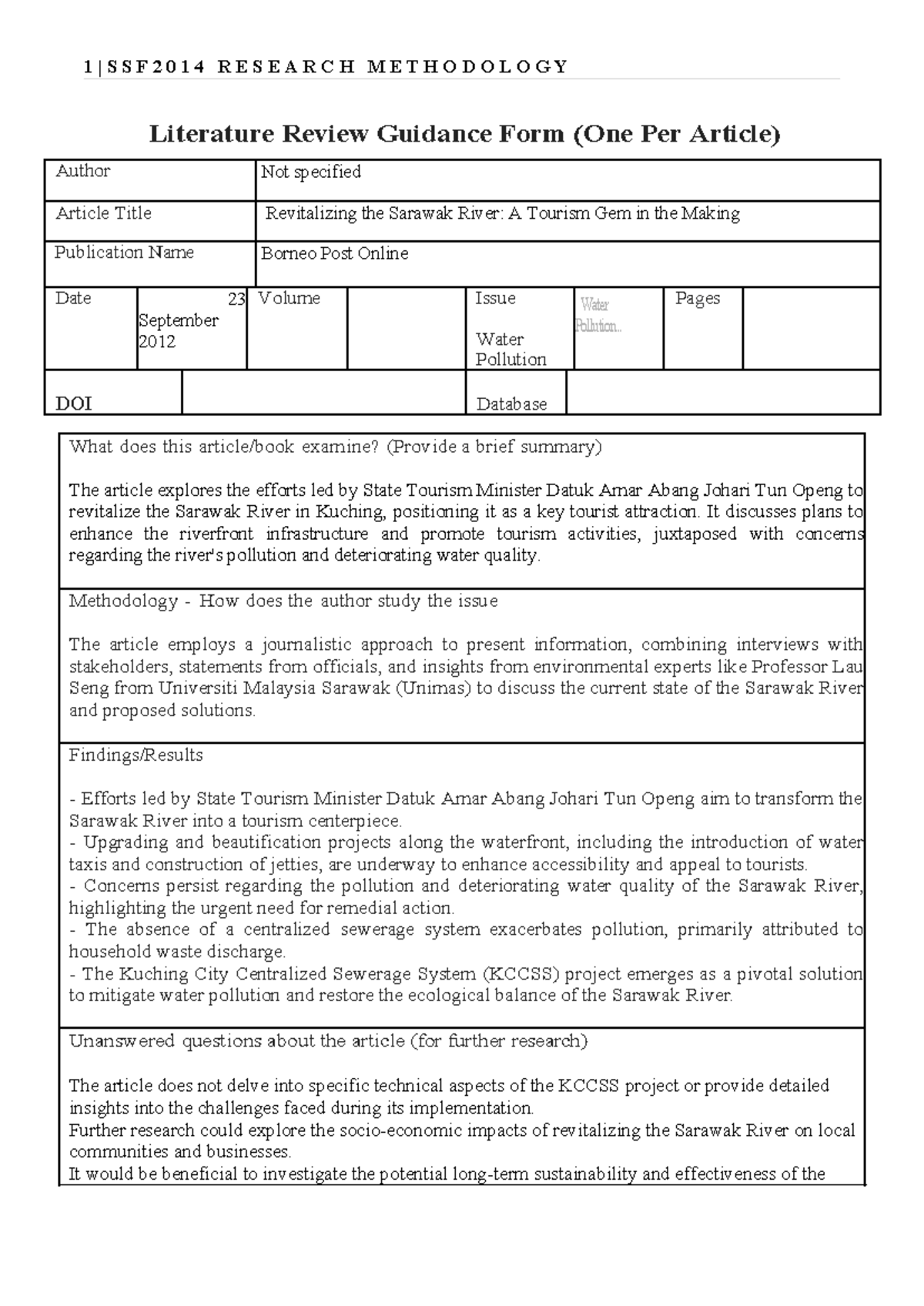 Literature Review Guidance Form (SSF 2014 ) - 1 | S S F 2 0 1 4 R E S E ...