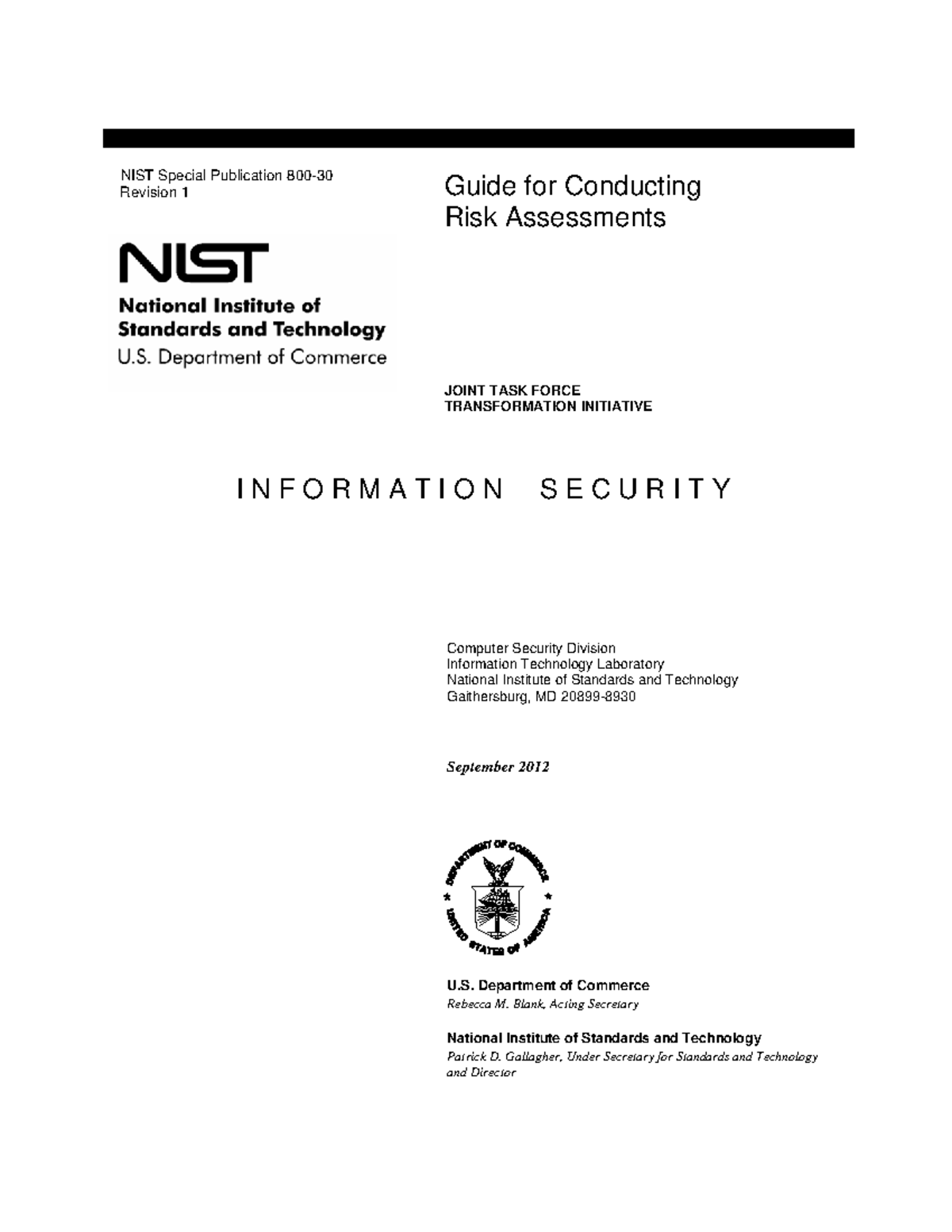 NIST SP 800-30 Rev 1: Guide for Conducting Risk Assessments - Studocu