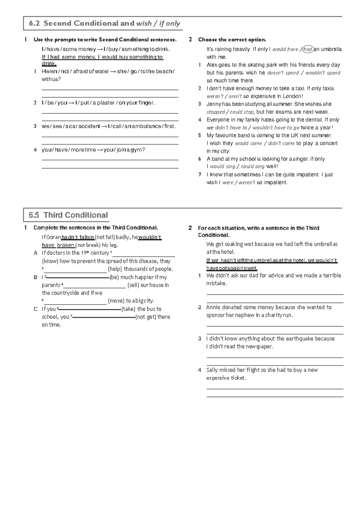 Grammar Revision Unit 6: Second & Third Conditional Focus 3 - Studocu