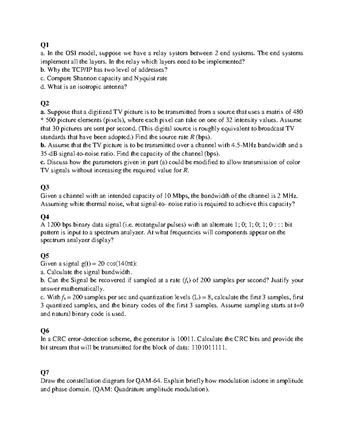 Midterm Practice Problems for Networking Concepts (CS101) - Studocu