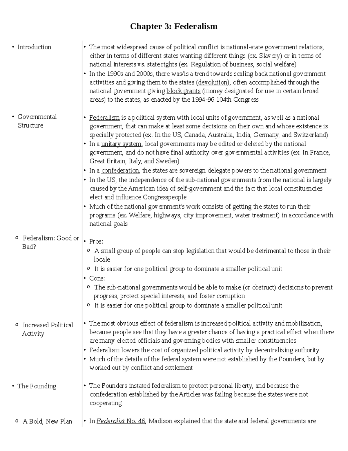 AP US Gov Chapter 3: Understanding Federalism and Its Impacts - Studocu