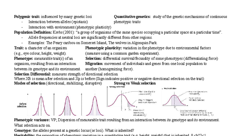 Bio Midterm 2 Cheat Sheet: Polygenic Traits & Selection Mechanisms ...