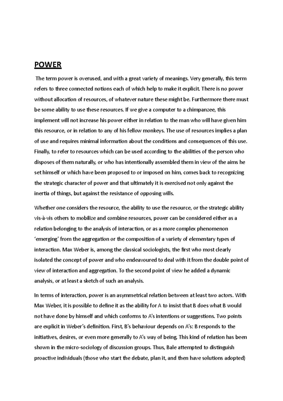 Power - POWER The term power is overused, and with a great variety of ...