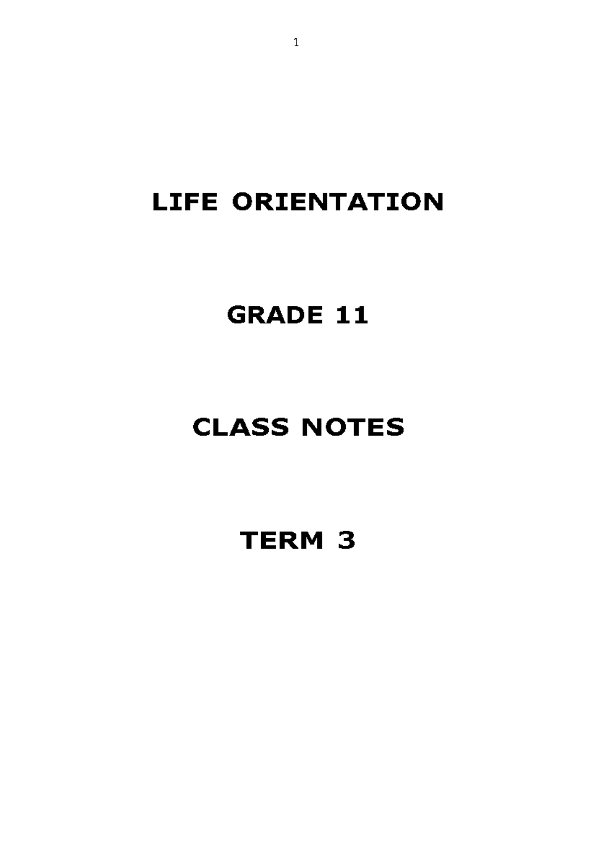 LO GRADE 11 CLASS NOTES TERM 3: Self Development & Career Choices - Studocu