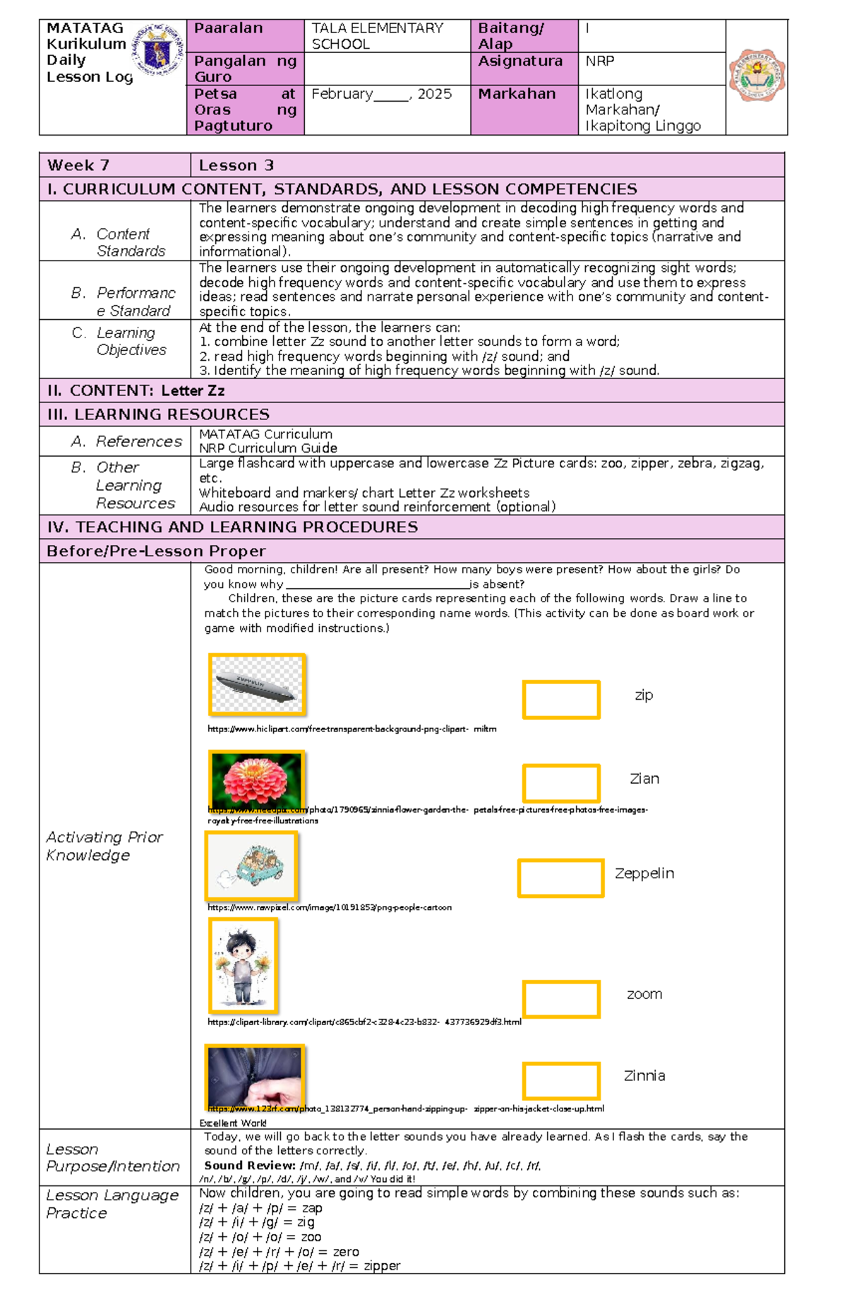 NRP Q3 W7 DAY 3 - Very good plan - MATATAG Kurikulum Daily Lesson Log ...