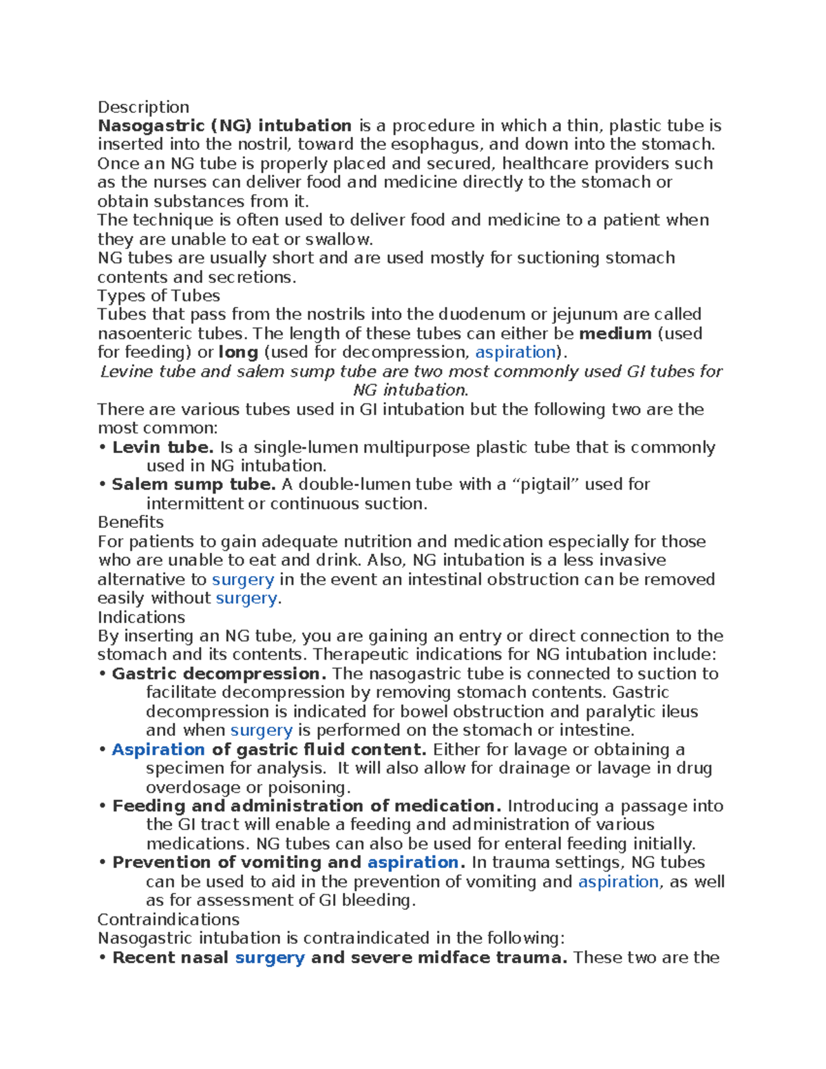 NG Tube Placement Instructions and Nursing Considerations [MED-101 ...