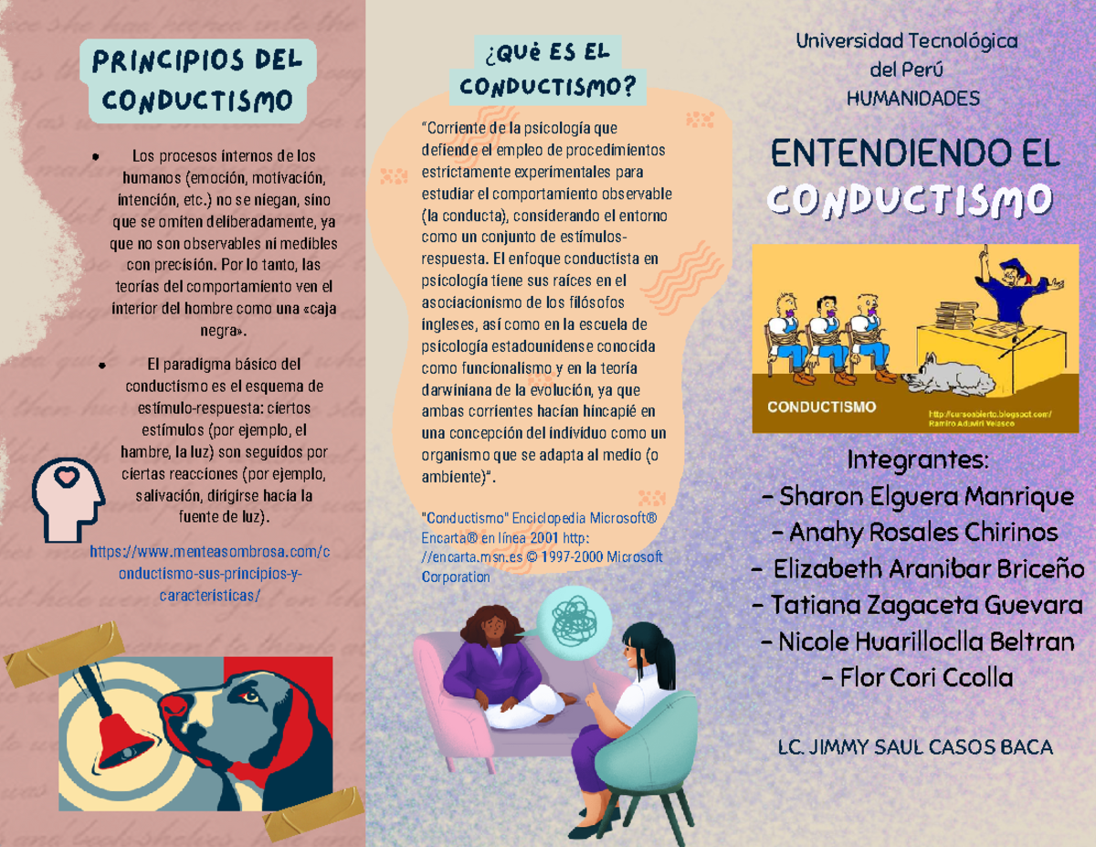 Conductismo, triptico - conductismoconductismo ENTENDIENDO EL ¿Qué es el conductismo? “Corriente ...