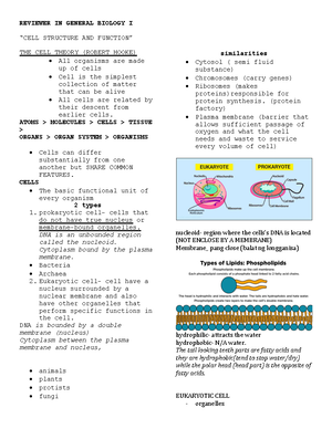 General Biology First Quarter Reviewer - LECTURES 1 - 4 First Quarter ...