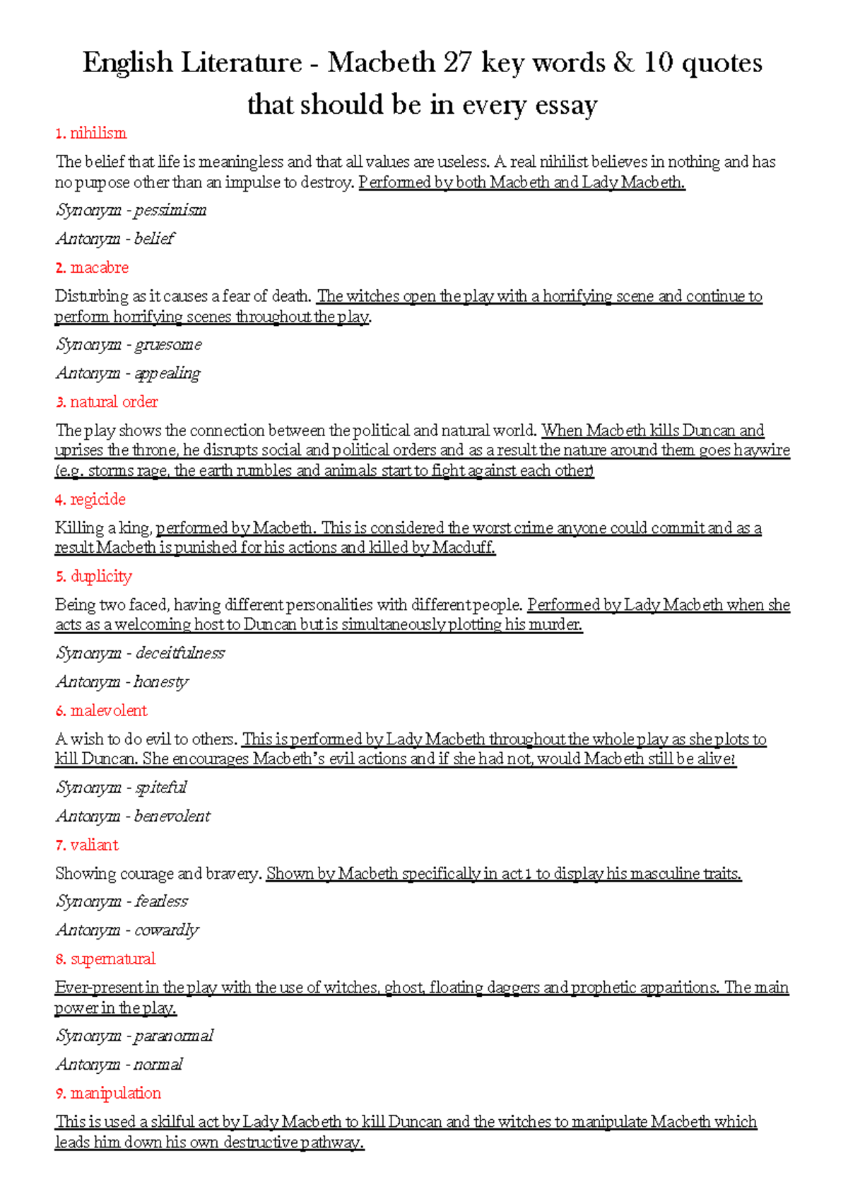 27 Key Terms & 10 Essential Quotes from Macbeth (Eng Lit Study Guide ...