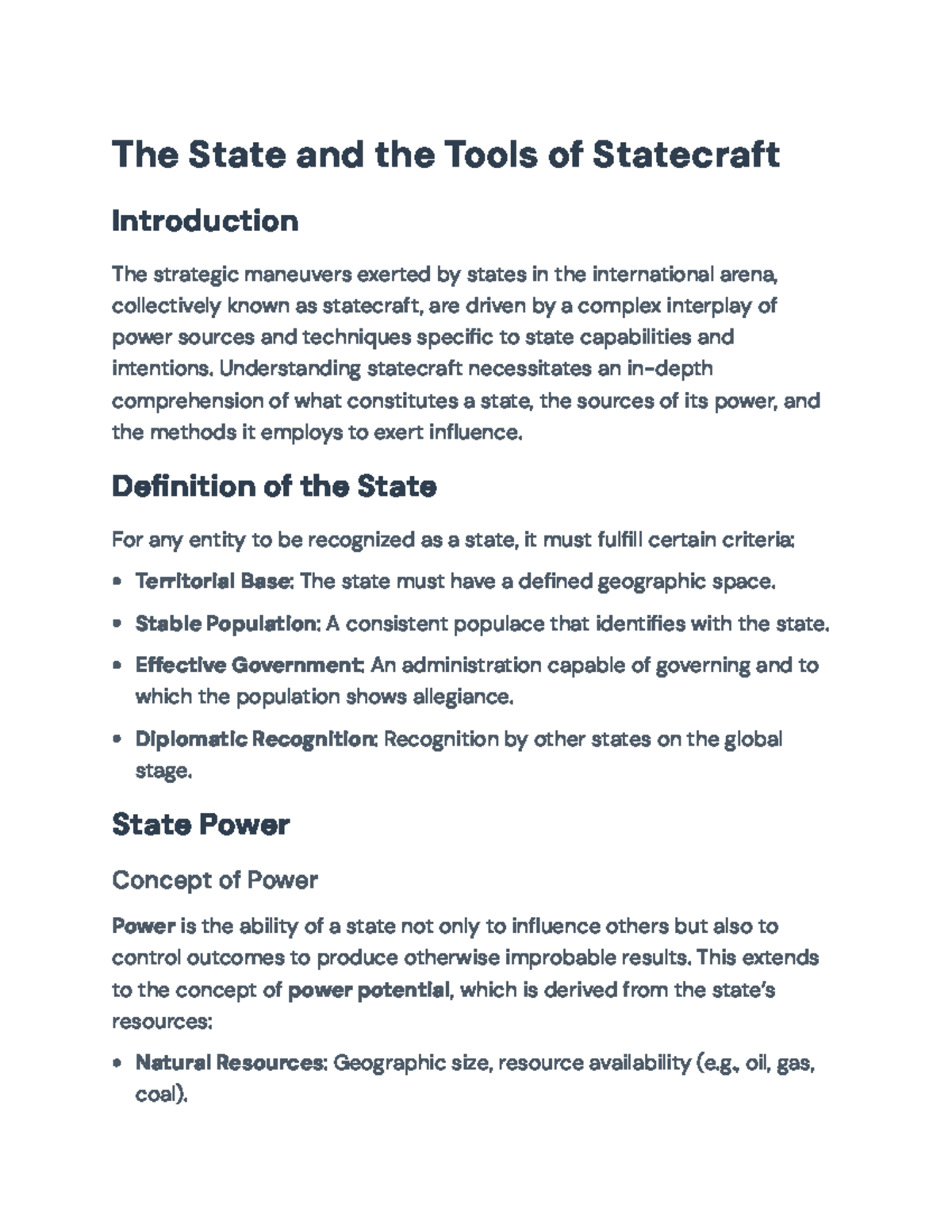 Statecraft: Understanding Power Dynamics and Tools of Influence - The ...