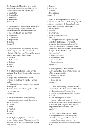 LET Prof Ed (1) (2019 ) - PRC LET EXTENSIVE REVIEWER Based on the PPST ...