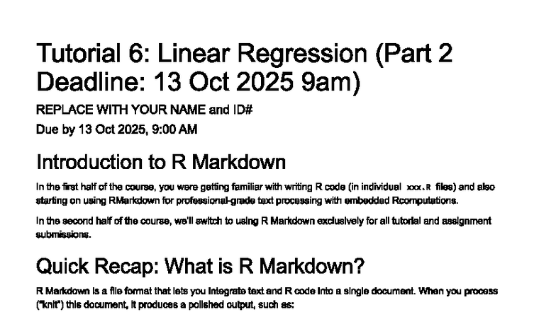 Tutorial 6 - Tutorial 6: Linear Regression (Part 2 Deadline: 13 Oct 2025 9am) REPLACE WITH YOUR ...