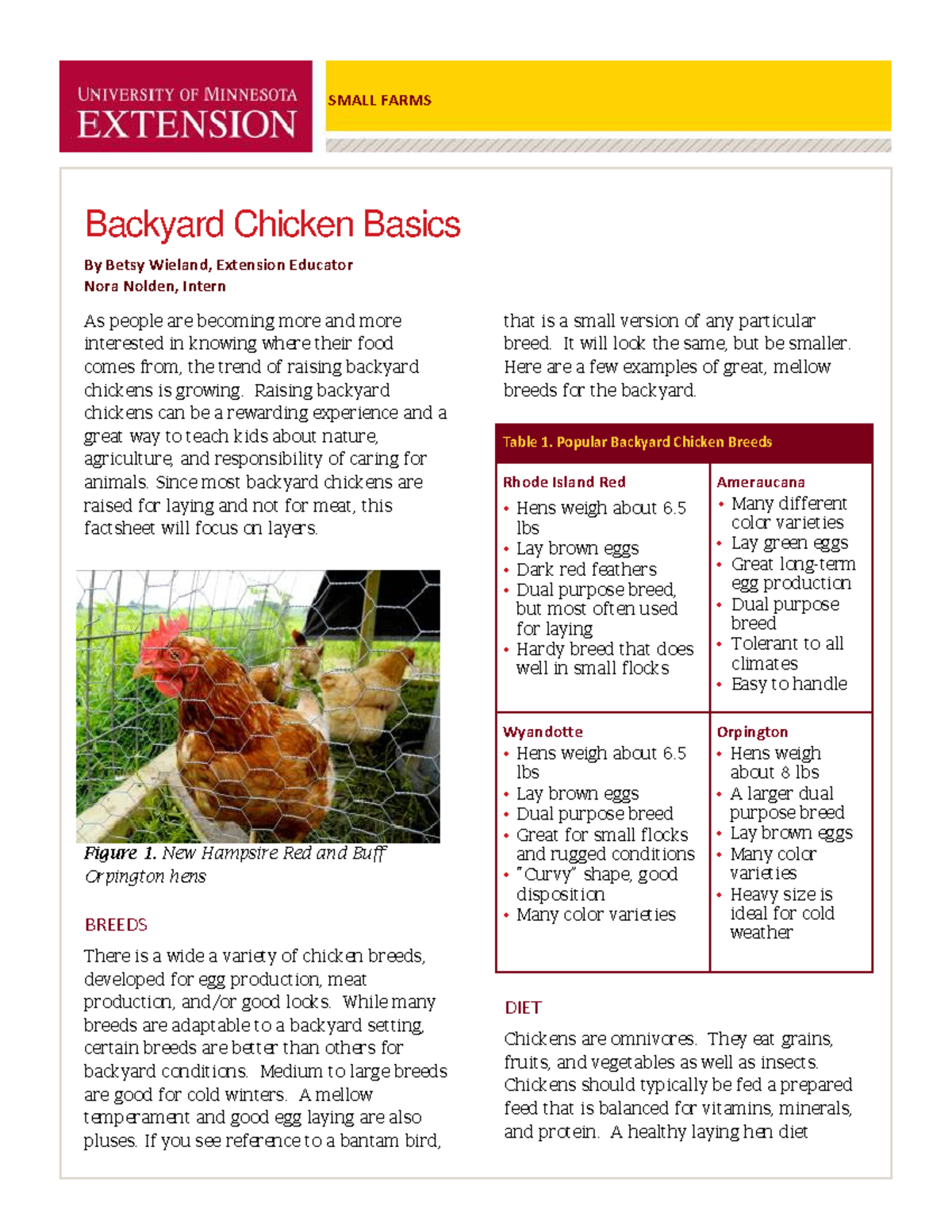 Backyard Chicken Basics (PDF) - Backyard Chicken Basics By Betsy Wieland, Extension Educator ...