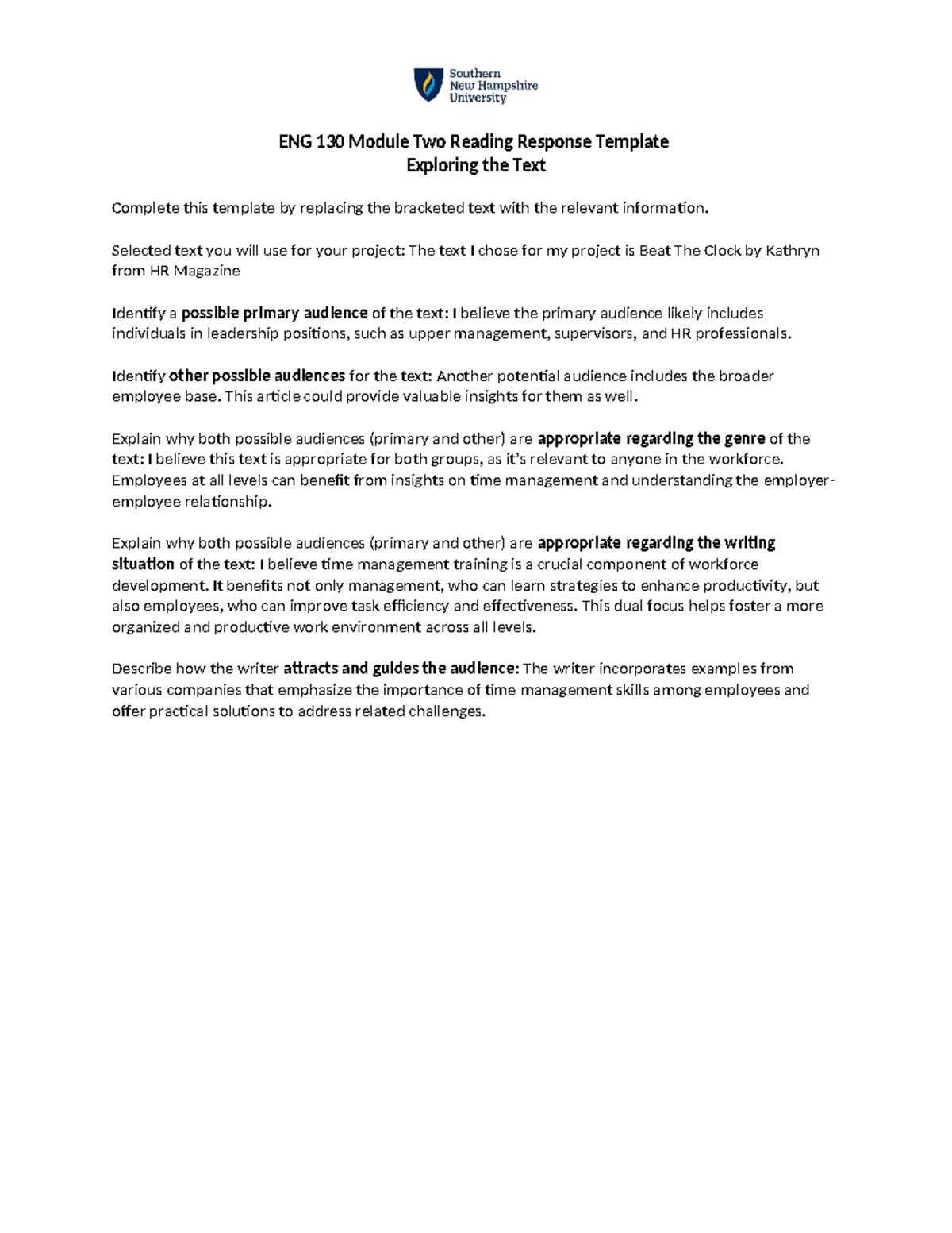 ENG 130 Module Two Reading Response Template - ENG 130 Module Two ...