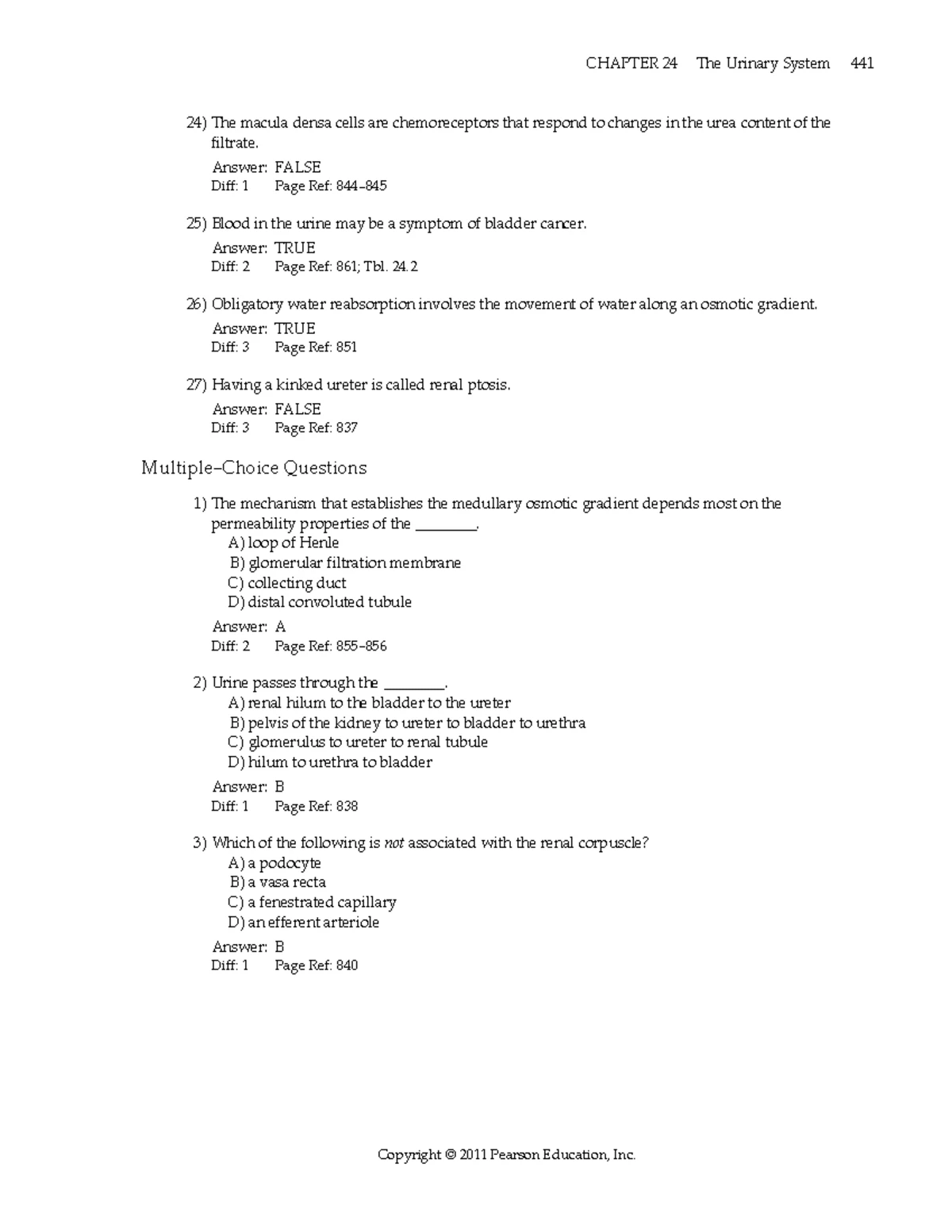 Anatomy & Physiolgy 4e Test bank Marieb 441 - CHAPTER 24 The Urinary ...
