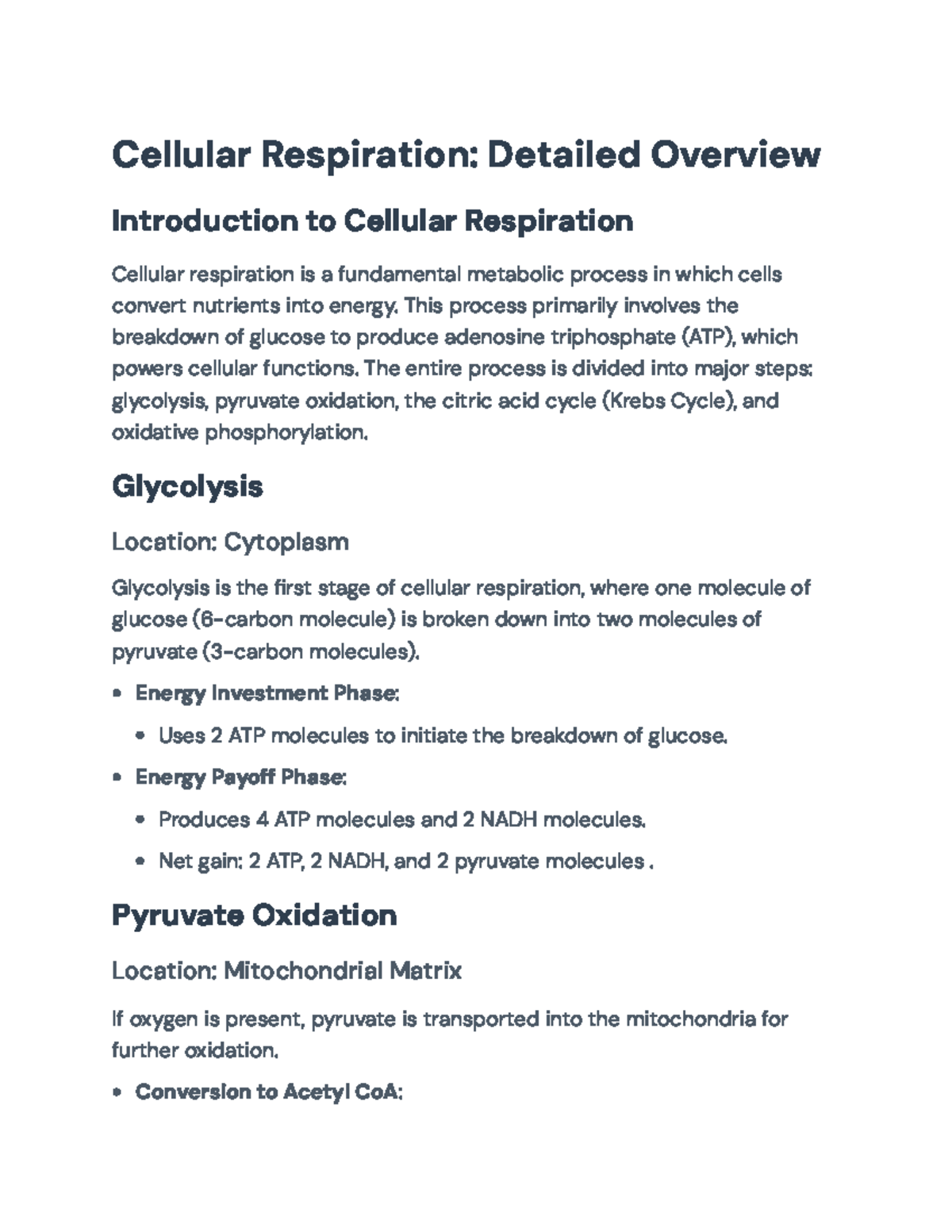 Cellular Respiration Overview: Key Processes and ATP Production ...
