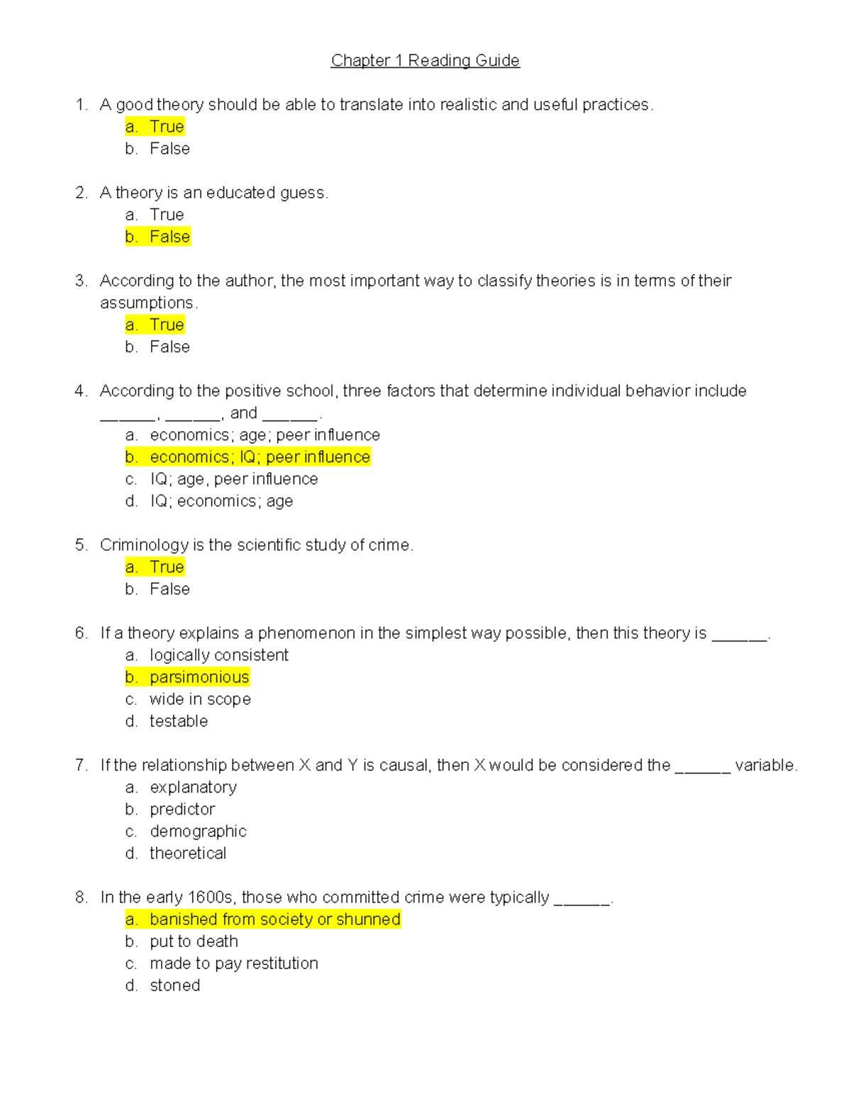 Criminology Theory Overview & Key Concepts - Chapter 1 Reading Guide ...