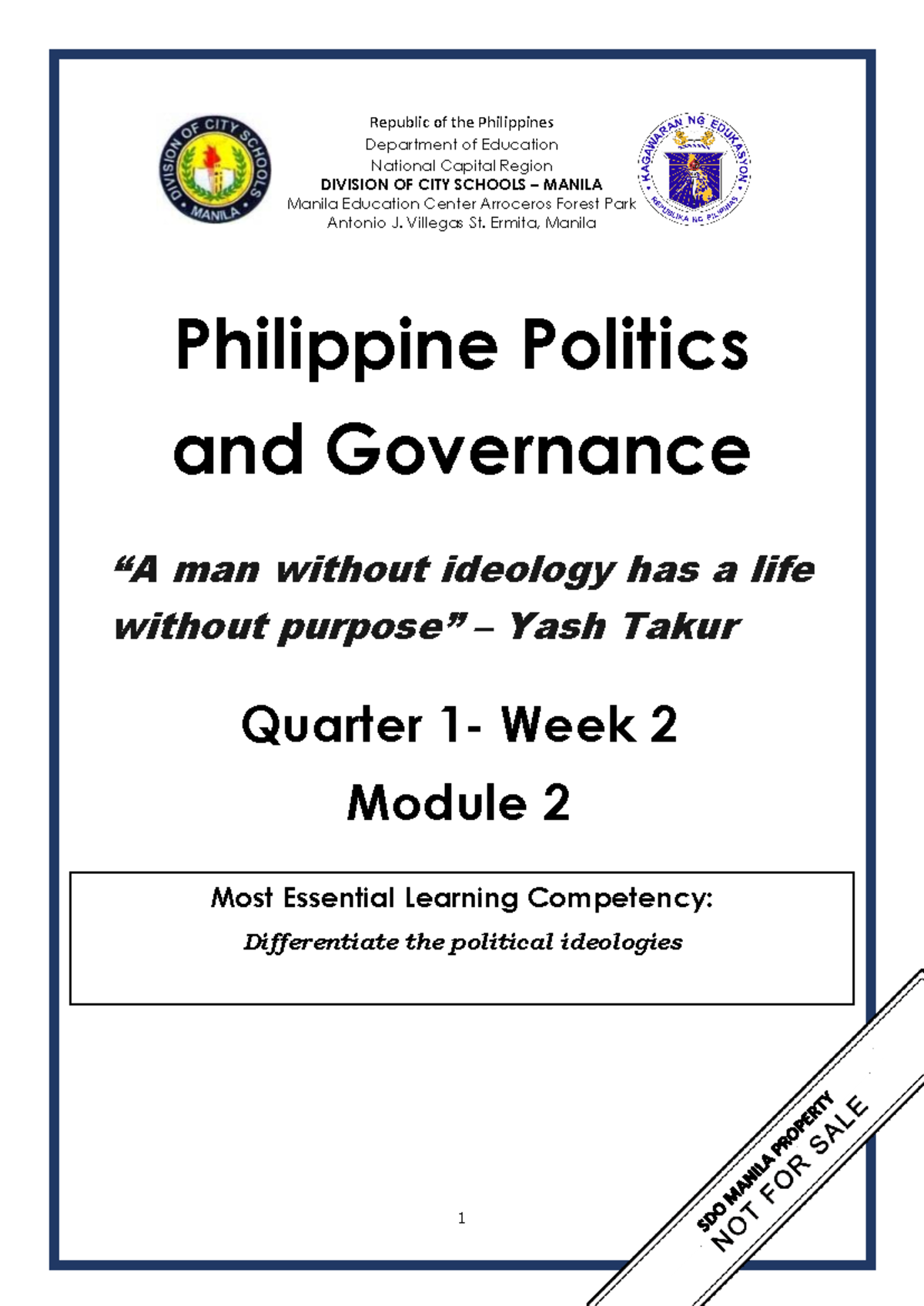 PPG Q1 Mod2 Understanding Political Ideologies in the Philippines - Studocu