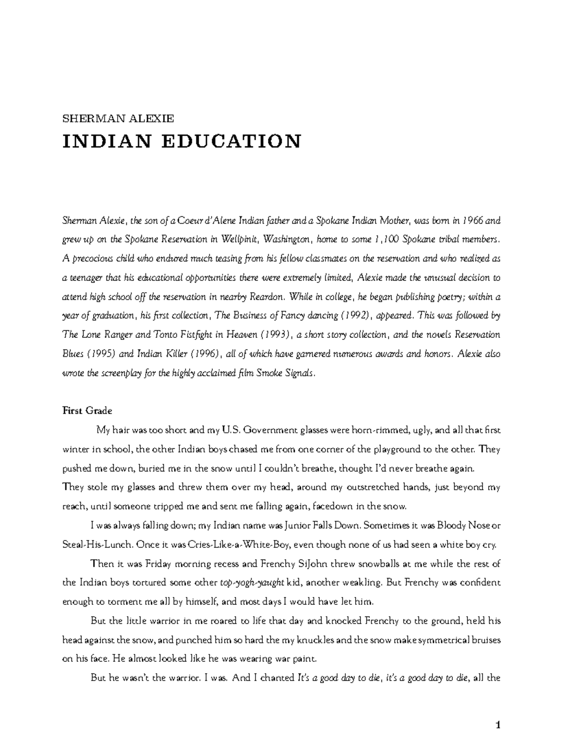 Sherman Alexie - "Indian Education": A Journey Through Identity and ...