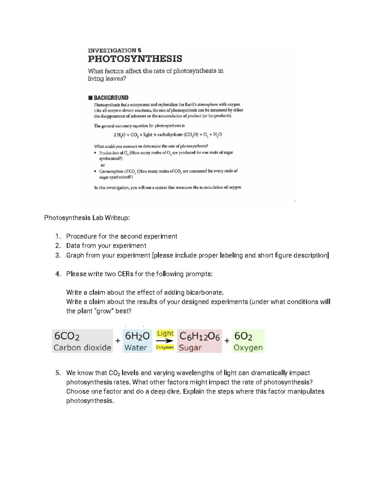Photosynthesis Lab - lab - Photosynthesis Lab Writeup: 1. Procedure for ...