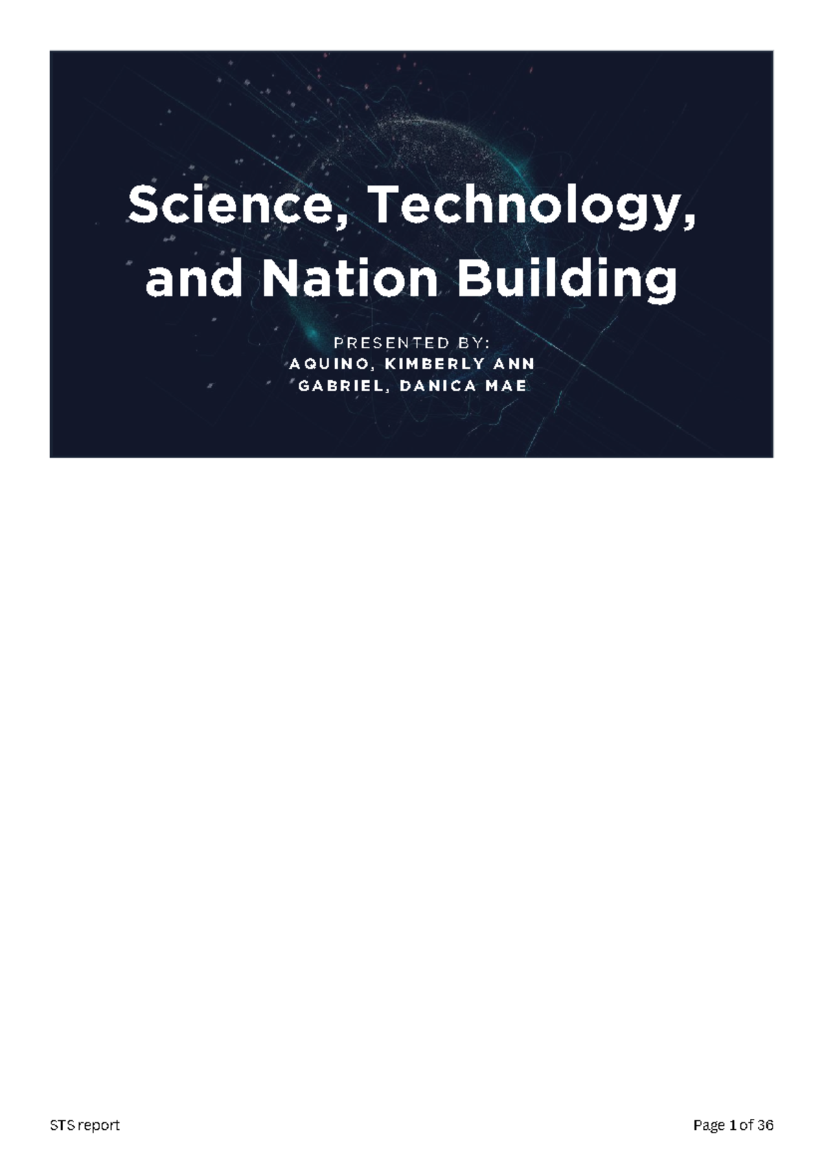 STS Report: The Role of Science and Technology in Nation Building - Studocu