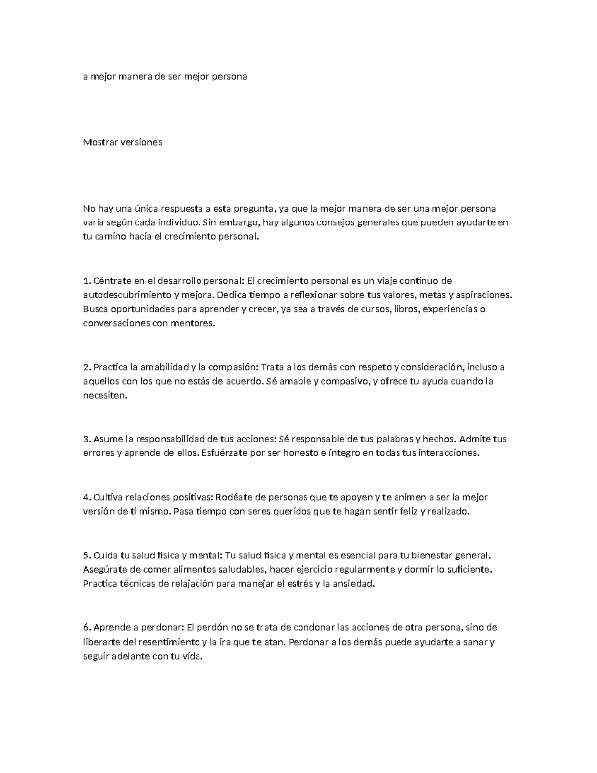 Mejorando como Persona: Consejos para el Crecimiento Personal - Studocu