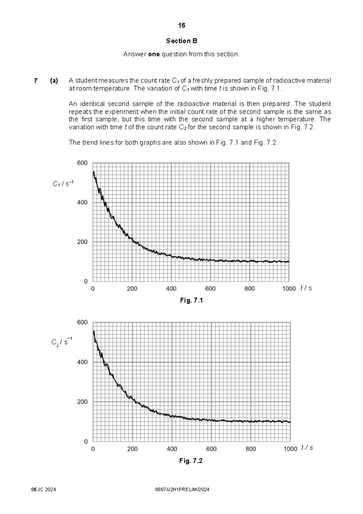 2024 EJC J2 H1 Prelim Exam: Radioactive Decay Analysis - Studocu