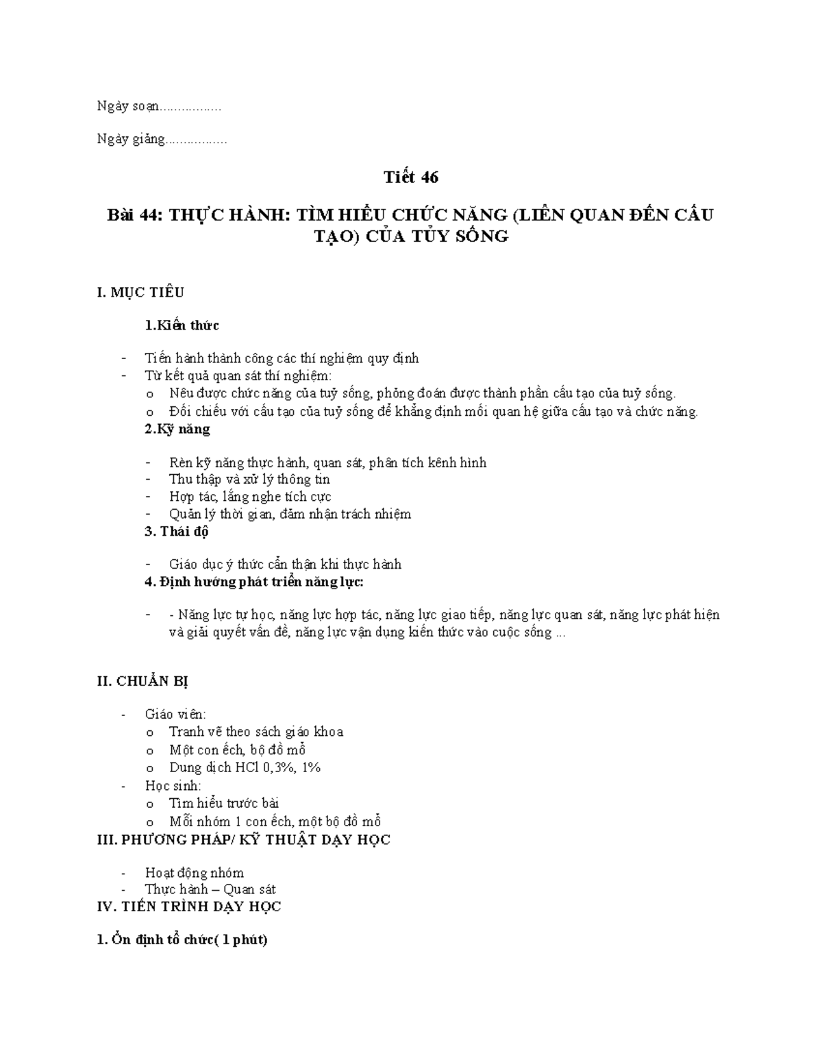 Tie*t 46 Bai 44 THU*C HA*NH TI*M HIE*U CHU*C NANG (LIEN QUAN DE*N CA*U TA*O) CU*A TU*Y SO*NG ...