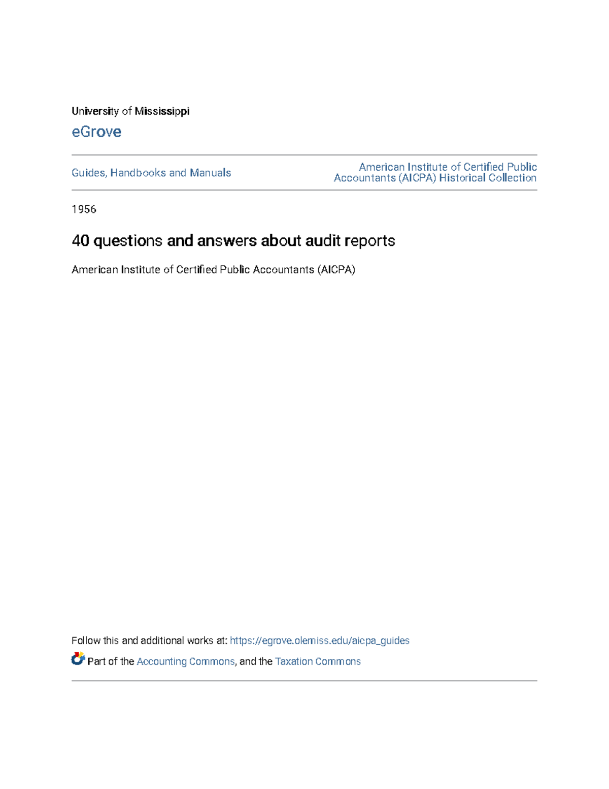 AICPA 1956 Guide: 40 Q&As on Audit Reports for Bankers - Studocu
