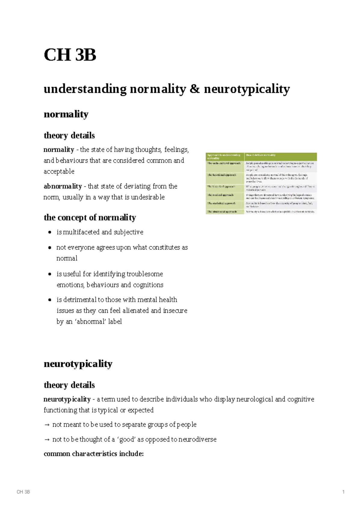 CH 3B Understanding Normality and Neurotypicality Theory - Studocu