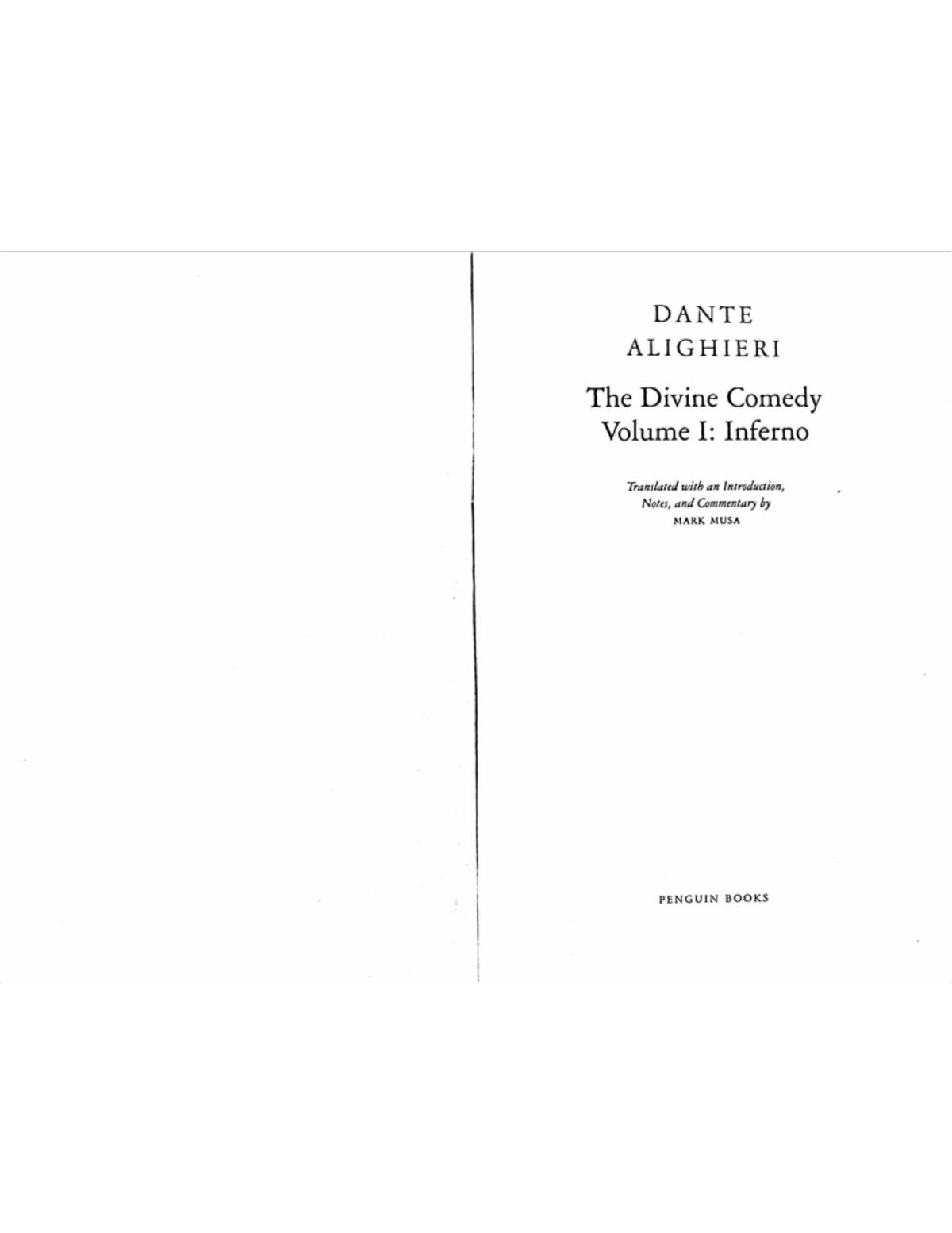 Dante Alighieri: Inferno Reading Notes - The Divine Comedy Volume I ...