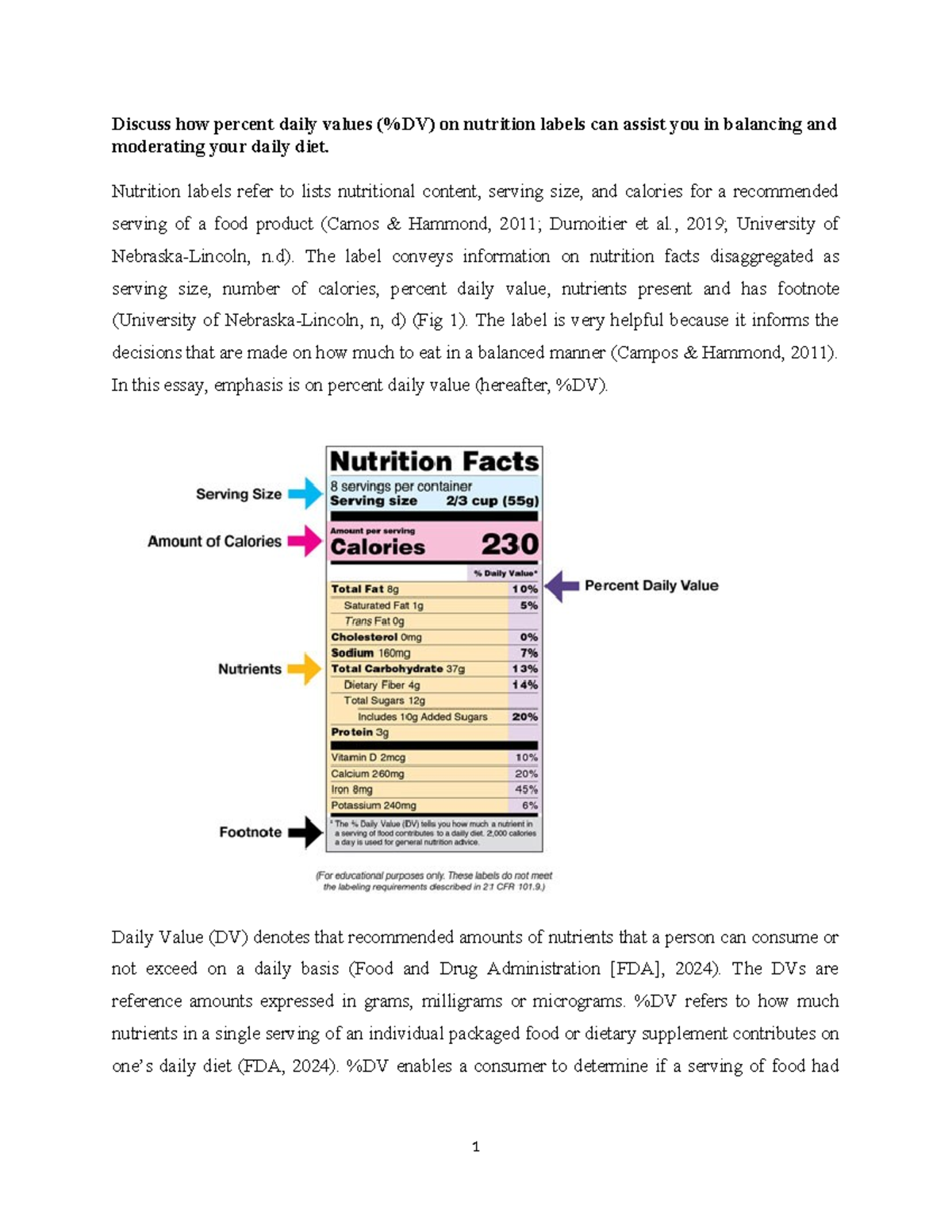Nutrition Labels and %DV: Impact on Children's Health and Diet - Studocu