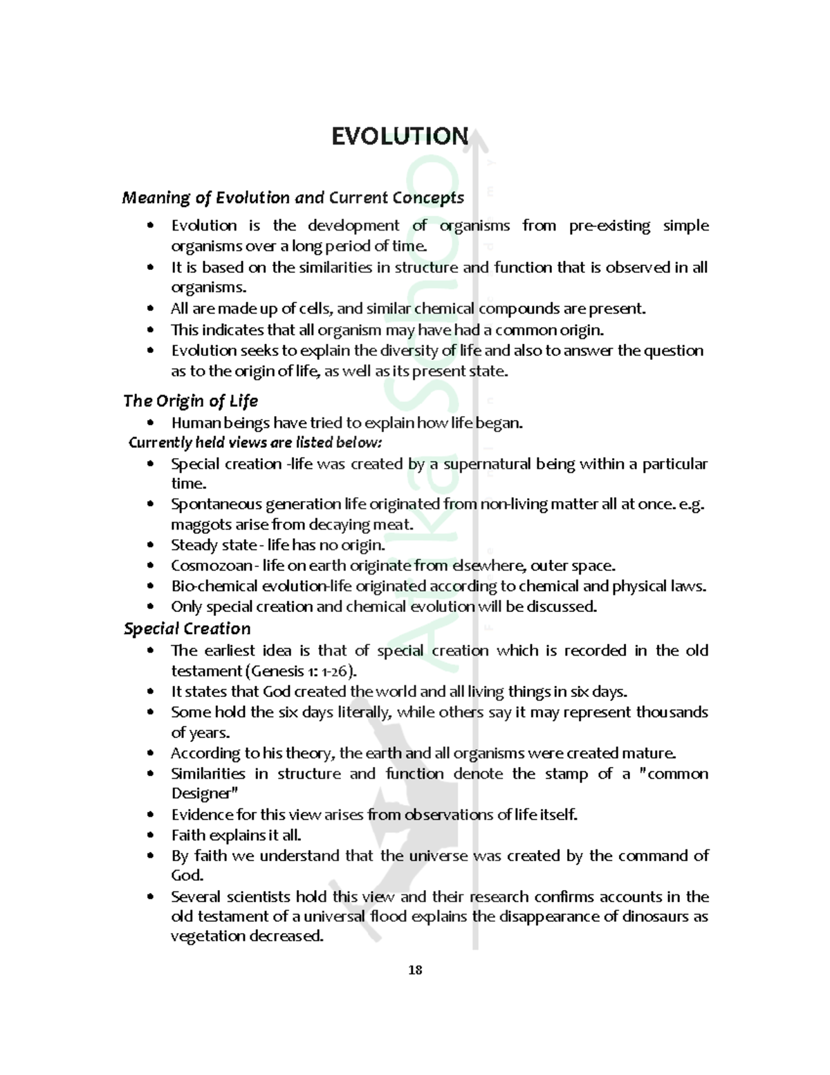 KCSE Biology Notes: Understanding Evolution and Its Concepts - Studocu