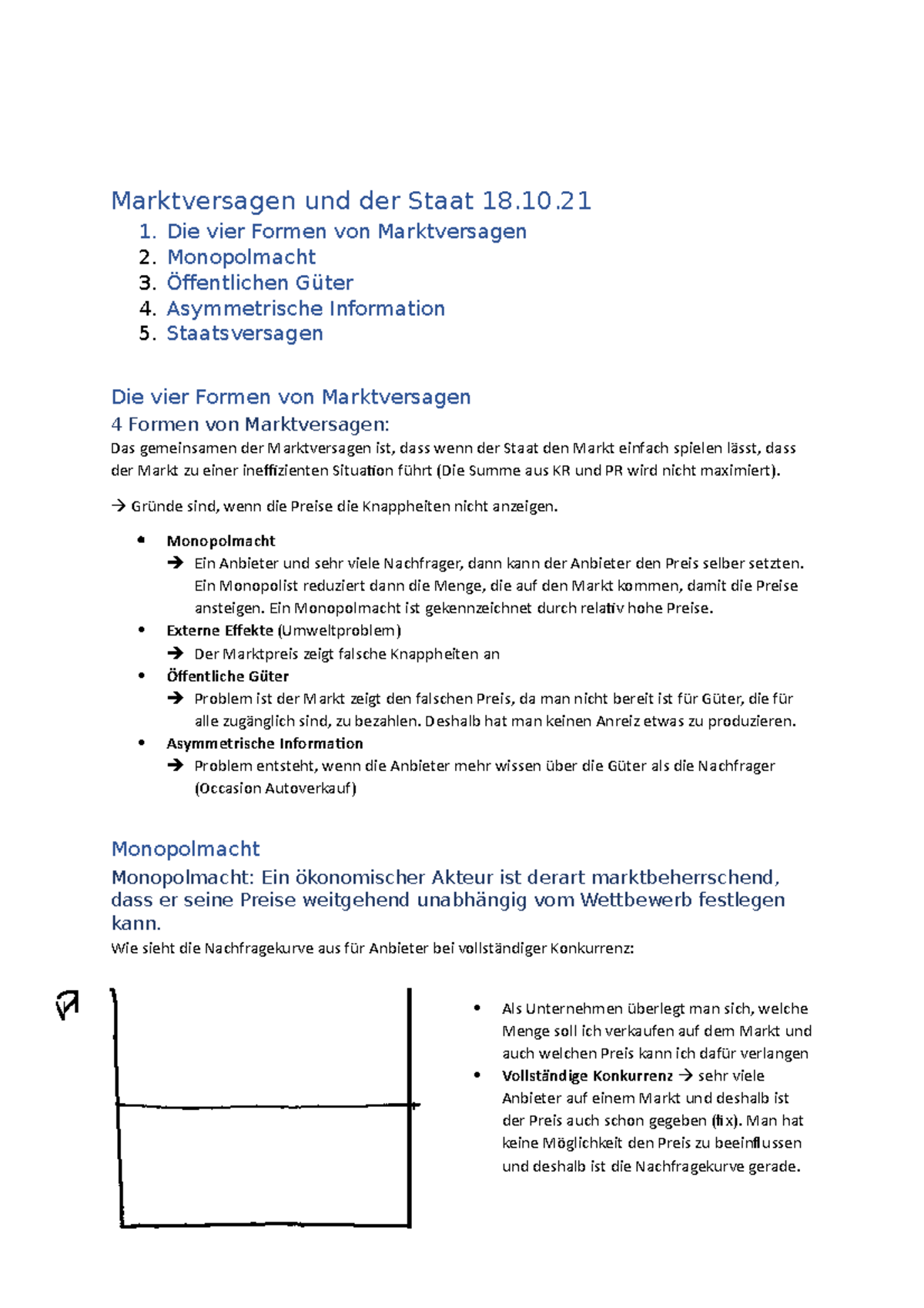 6 Einführung VWL - HS21 - Marktversagen und der Staat 18. 1. Die vier ...