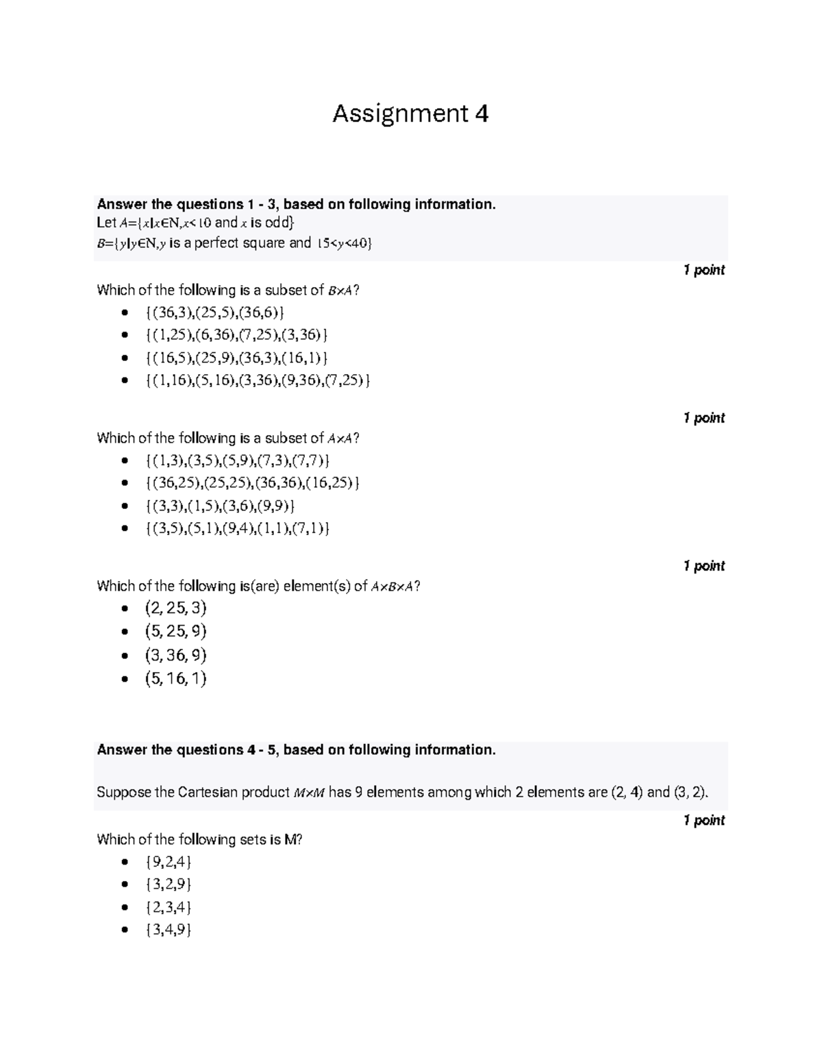 A4 Maths Assignment: Cartesian Products, Relations & Functions - Studocu