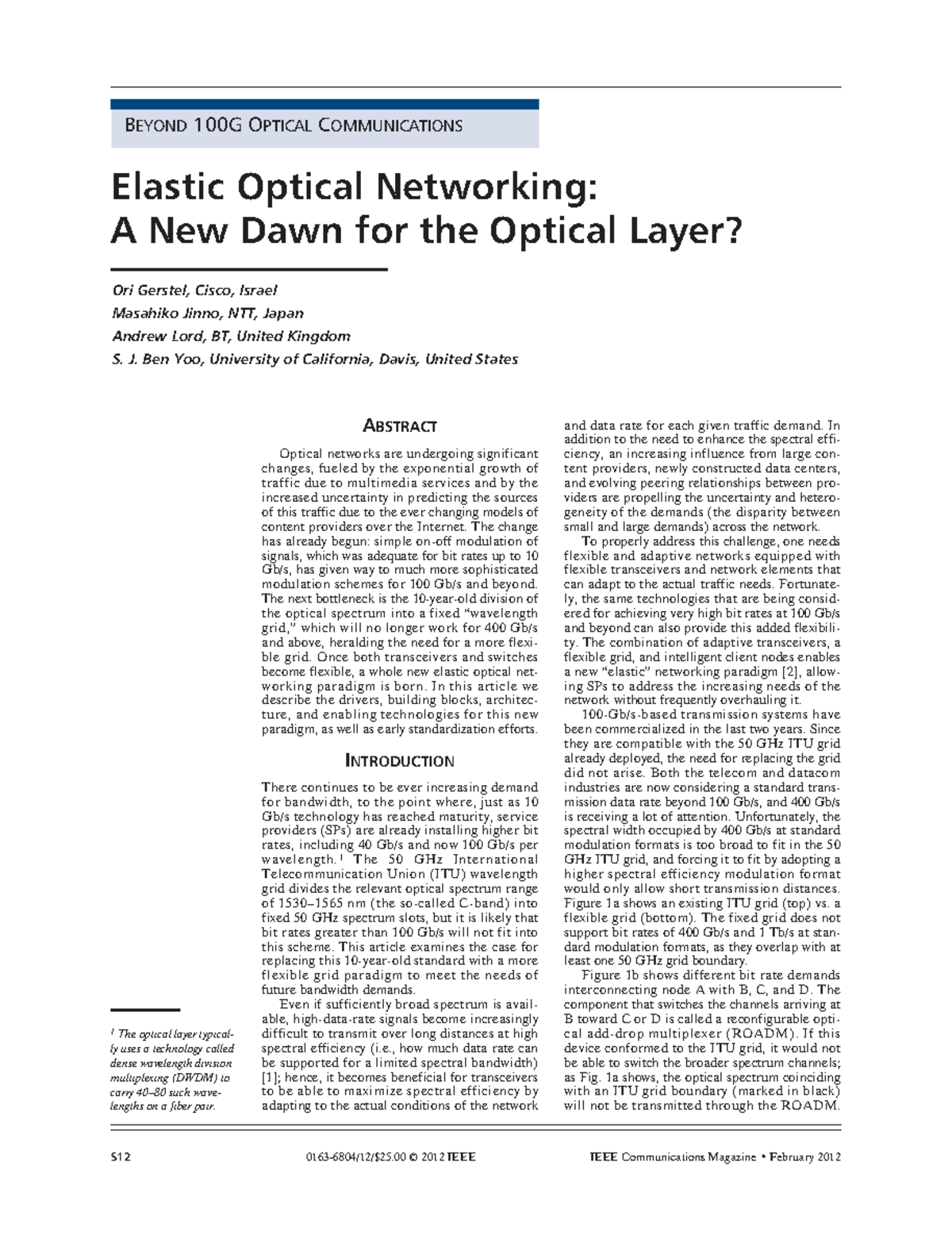 Elastic Optical Networking: A New Dawn for the Optical Layer (GERT 2023 ...