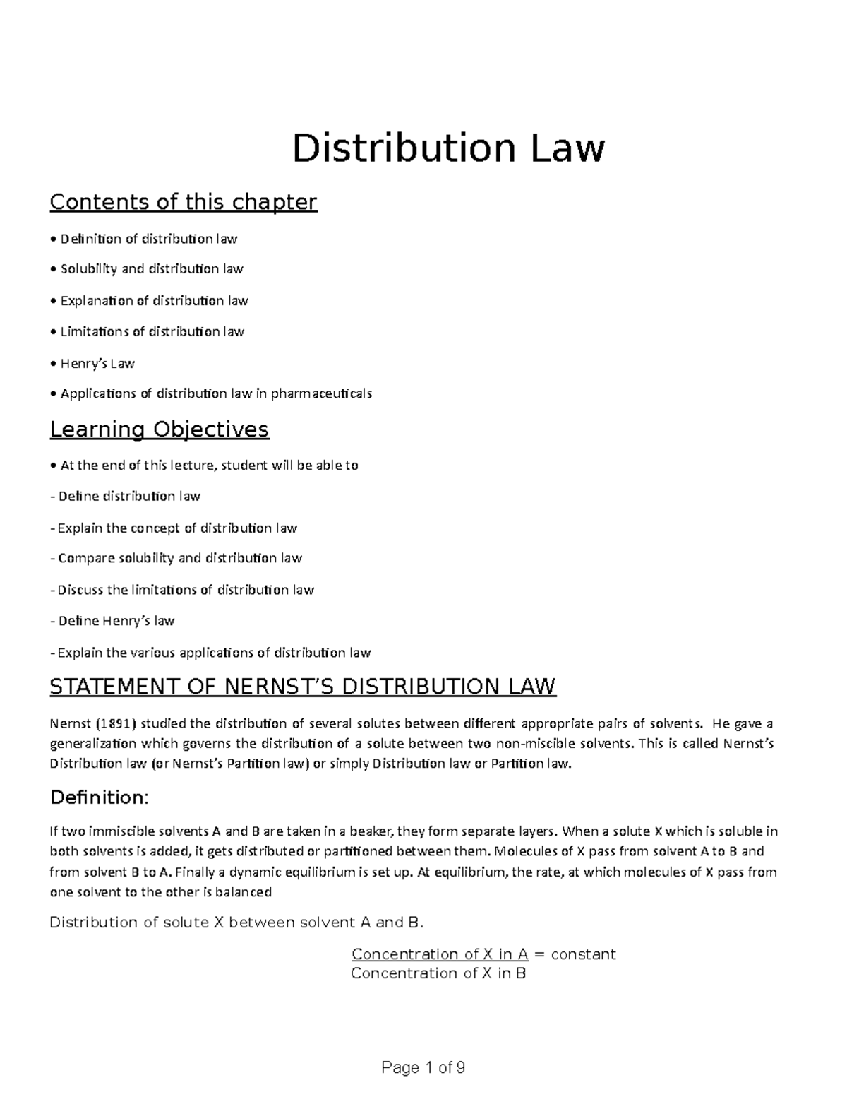 Chapter - 6 Distribution Law - Distribution Law Contents of this ...