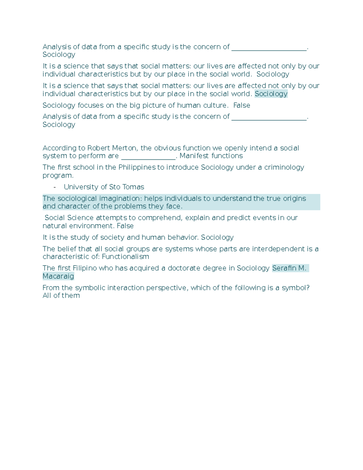 Sociology Study Analysis: Key Concepts and Notable Theories - Studocu