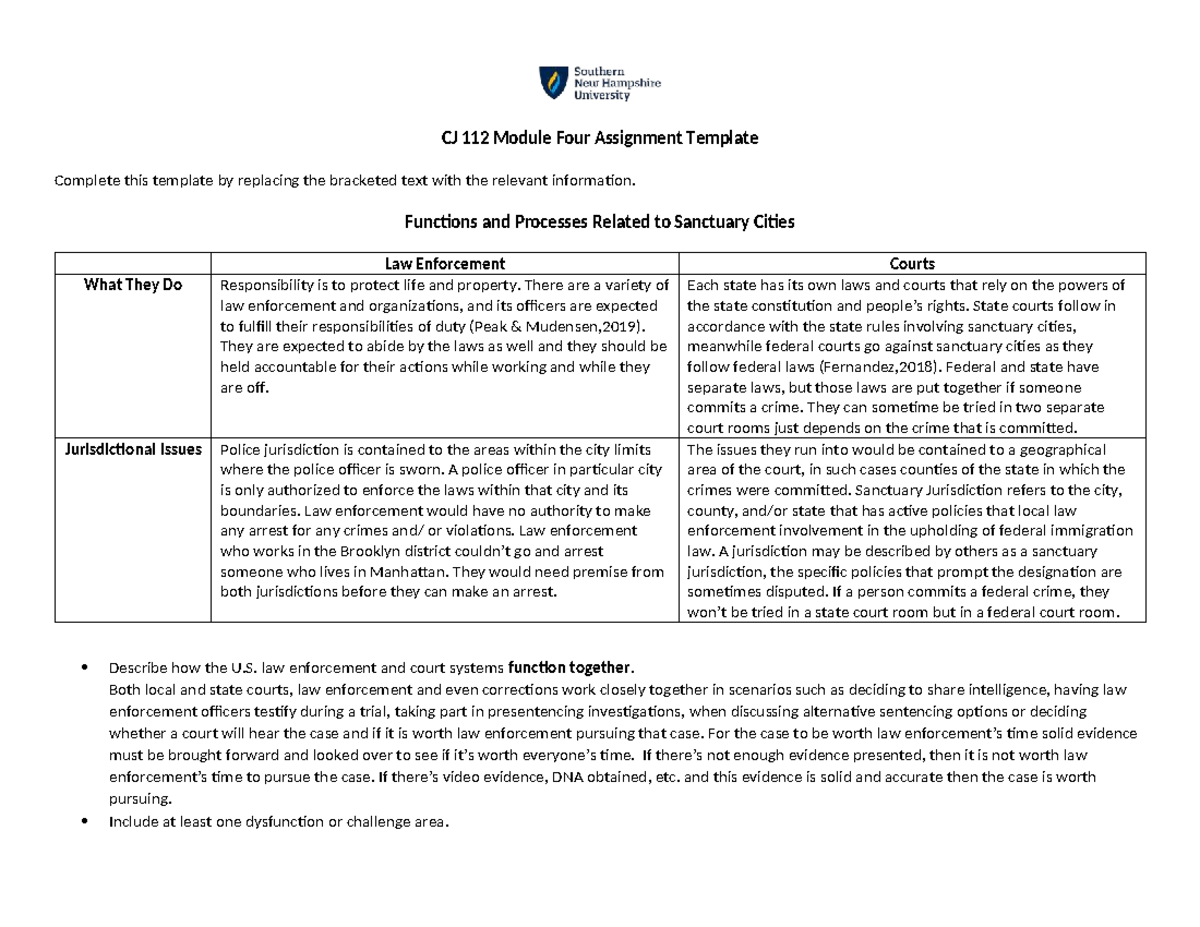 CJ 112 Module Four Assignment Template - CJ 112 Module Four Assignment ...