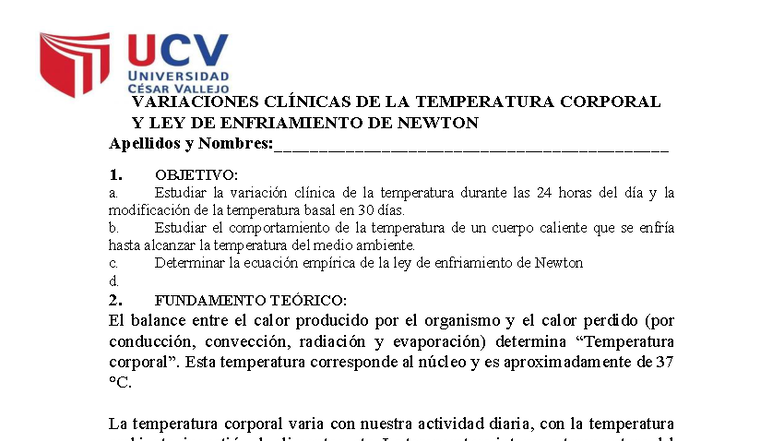 S08 - Lab: Variaciones Clínicas de la Temperatura y Ley de Enfriamiento - Studocu