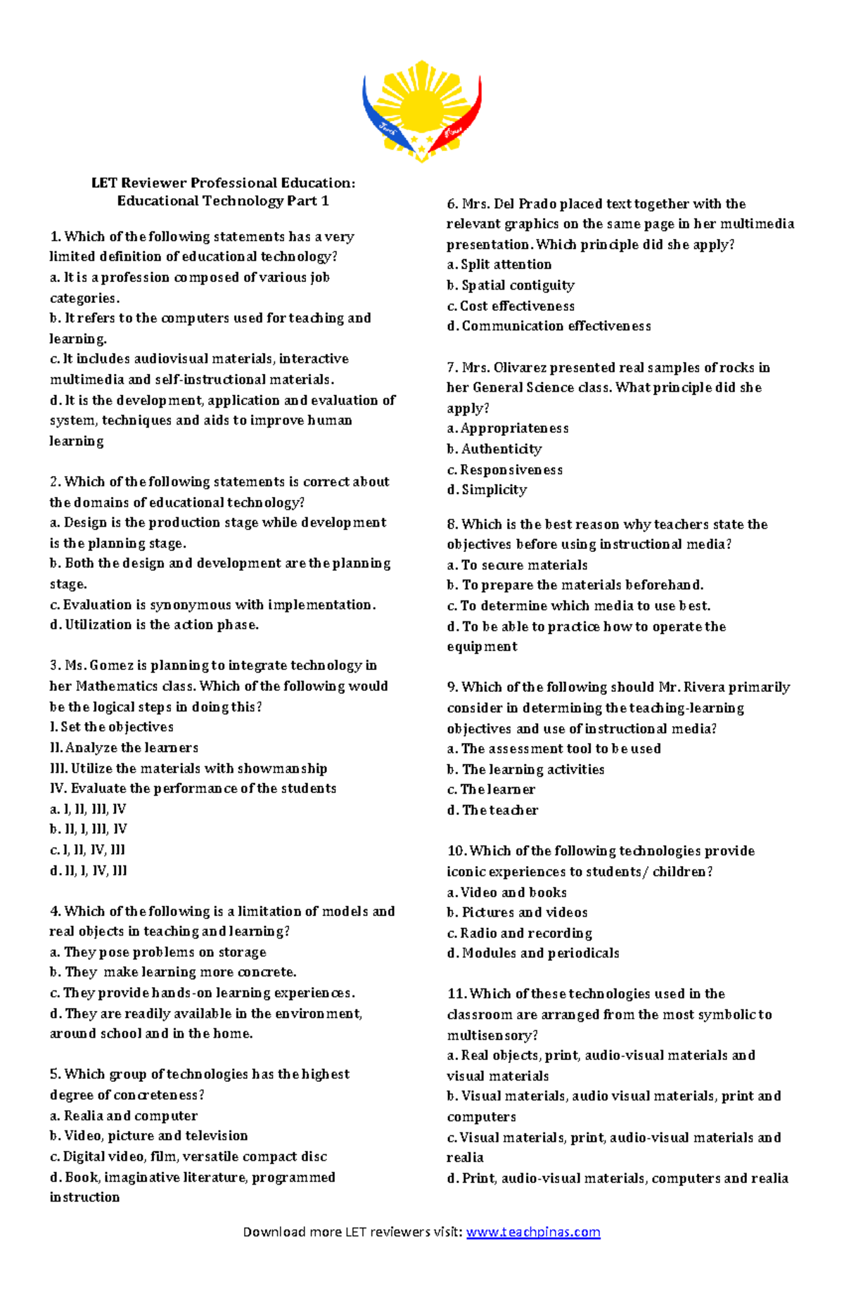 LET Educational Technology Part 1 Reviewer for Professional Education ...