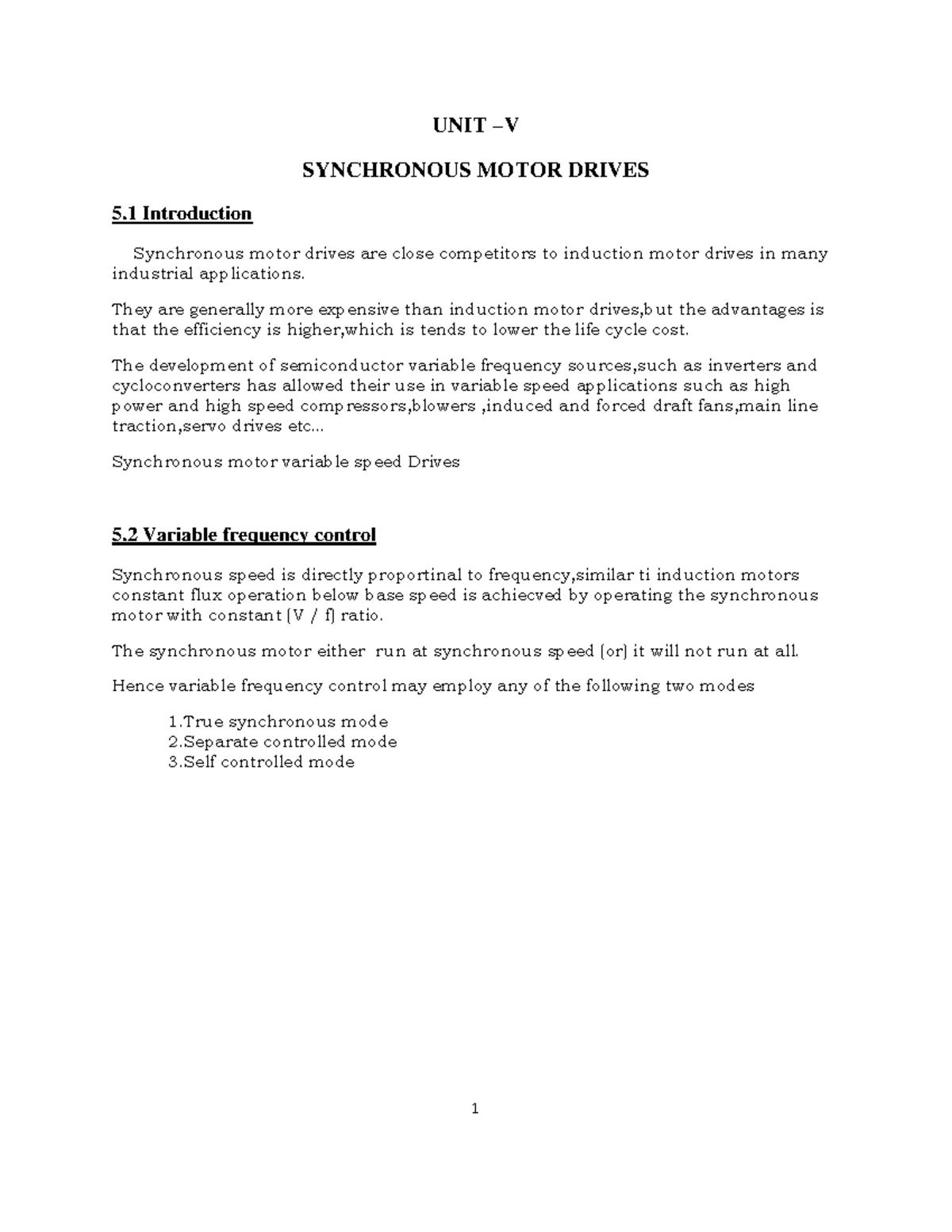 Synchronous Motor Drives: Insights into Variable Frequency Control ...