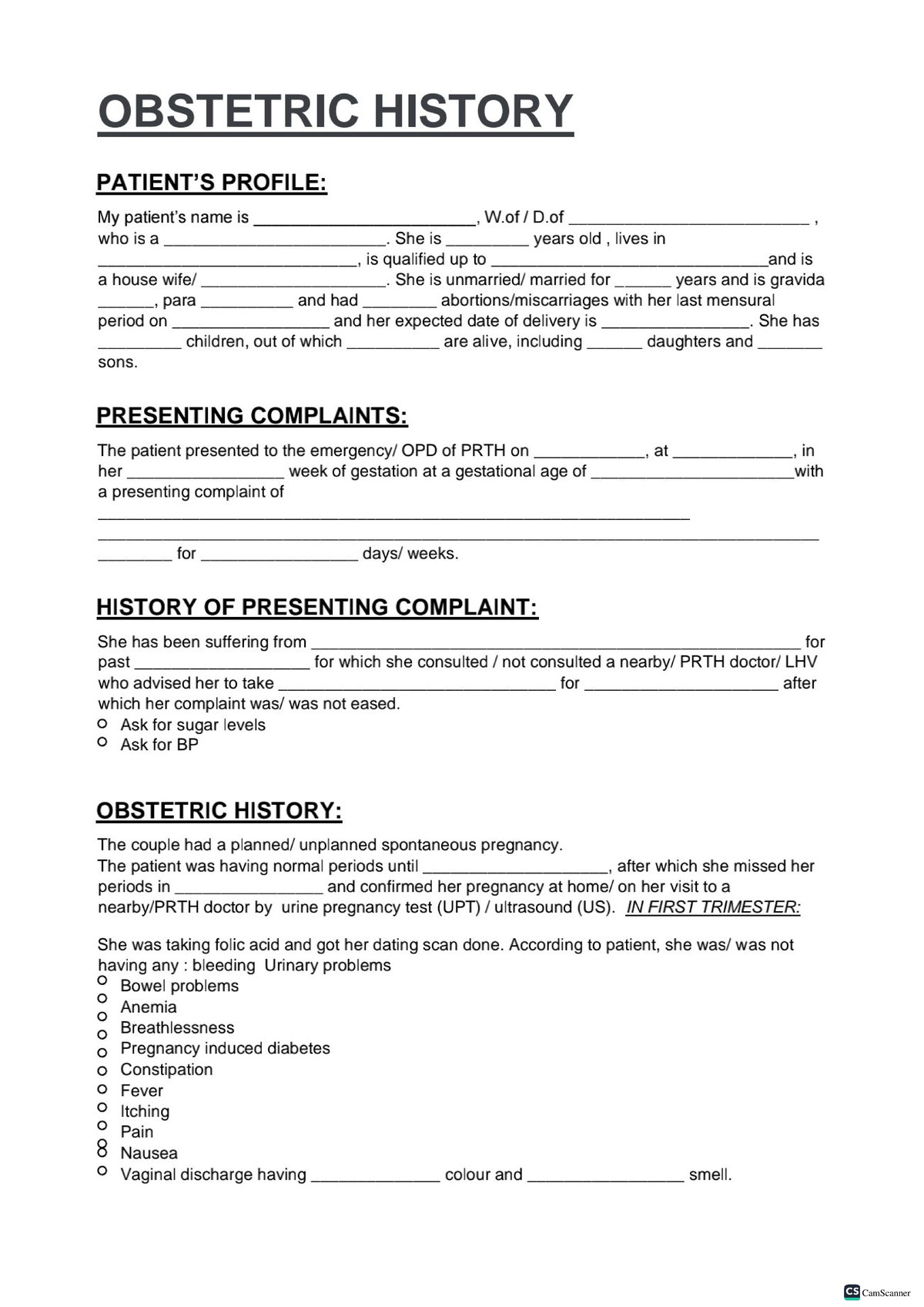 OBSTETRIC HISTORY PROFILE: Patient Case Study and Analysis - Studocu